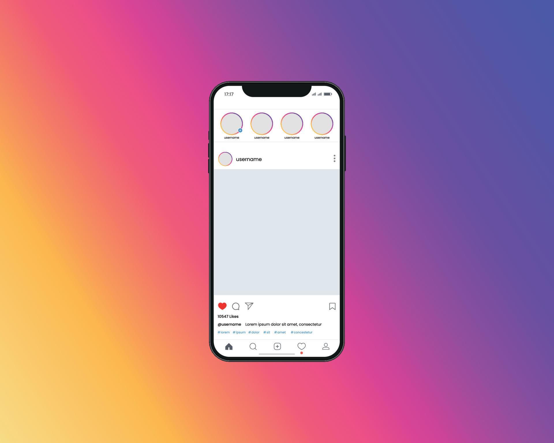 Instagram Post Interface, Vector Mockup 20959629 Vector Art at Vecteezy