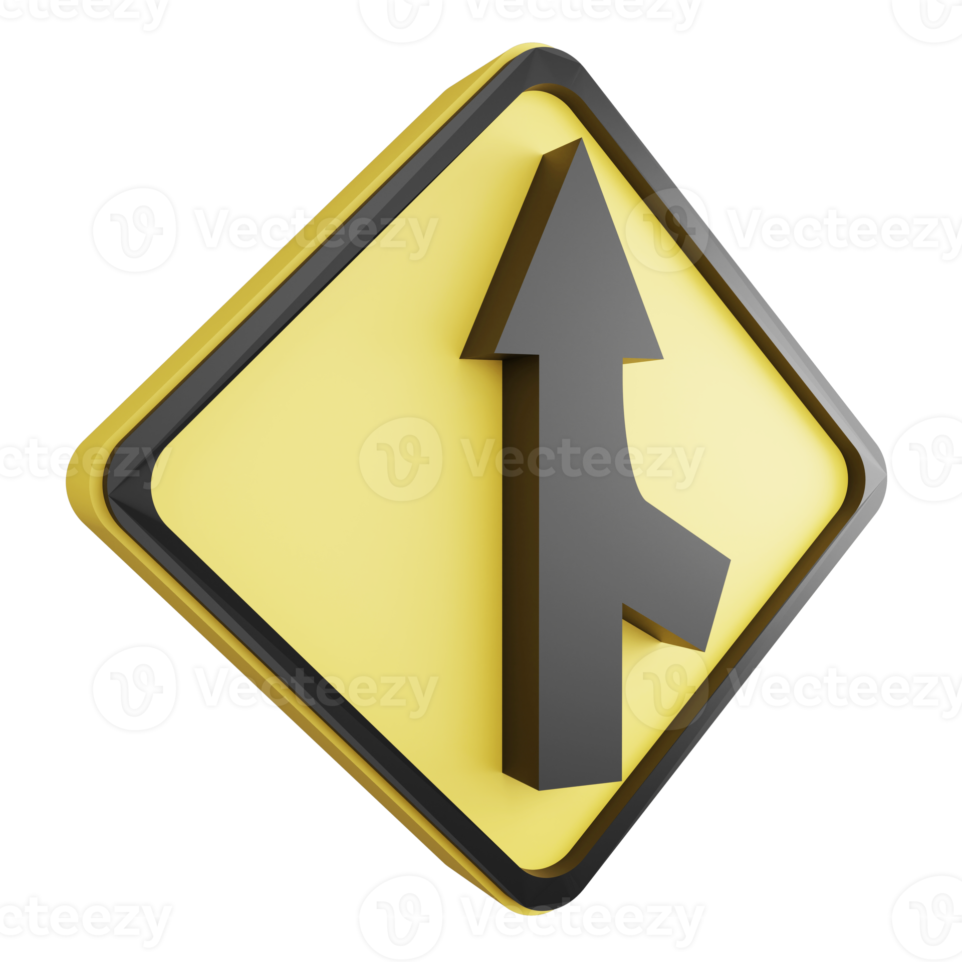 3D render merge sign icon isolated on transparent background, yellow ... 3D render merge sign icon isolated on transparent background, yellow ...