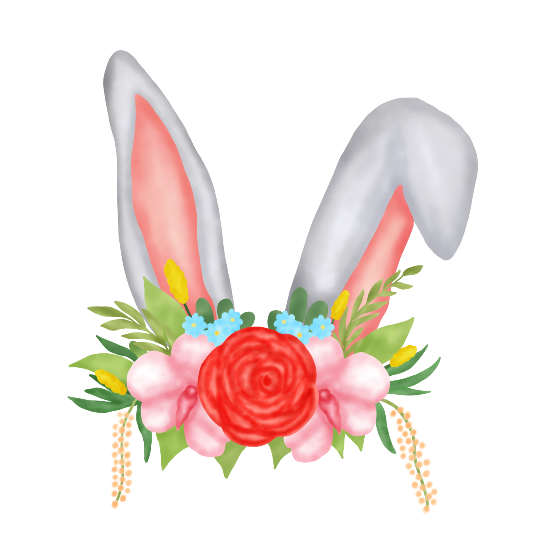 Easter Bunny Ears With Flower 20965443 PNG