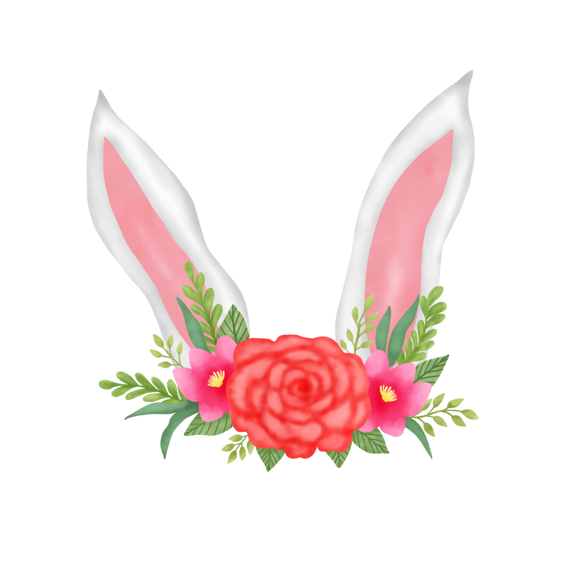 Easter Bunny Ears With Flower 20965445 Png