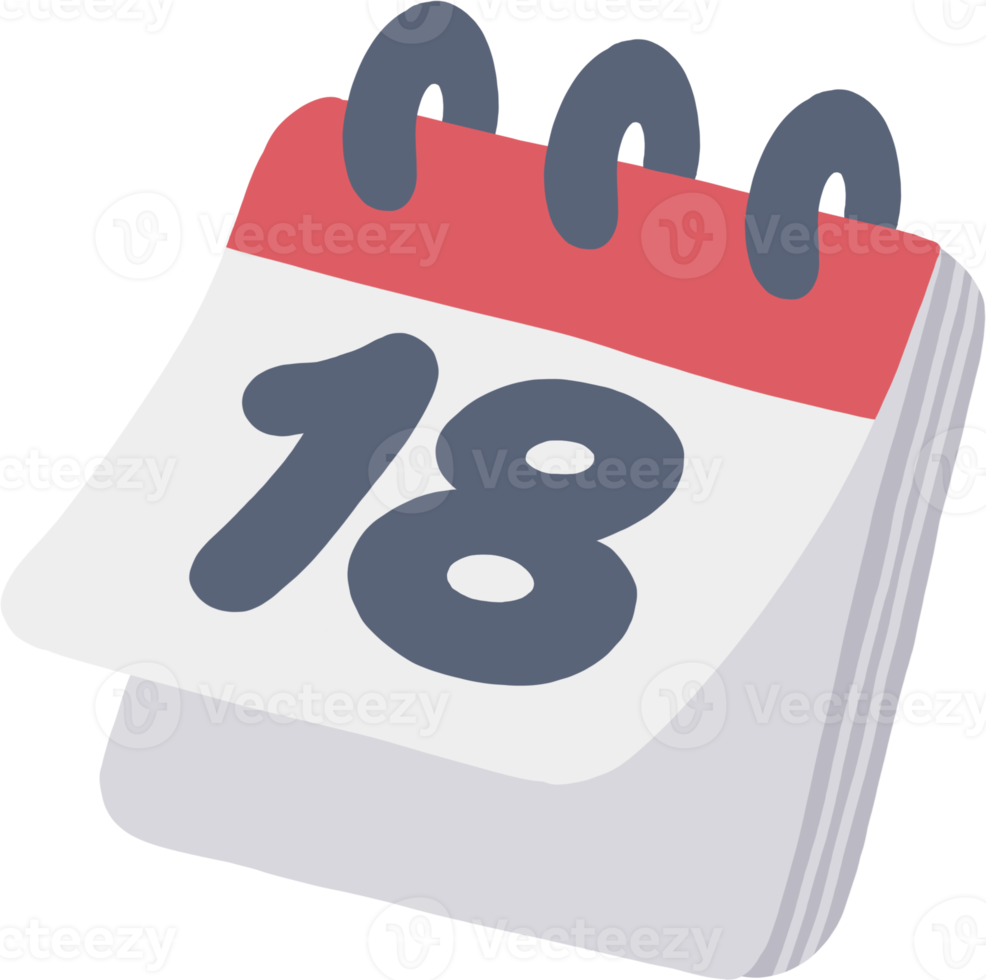 linda mínimo calendario día 18 ilustración. pegatina modelo decorado 20967130 PNG