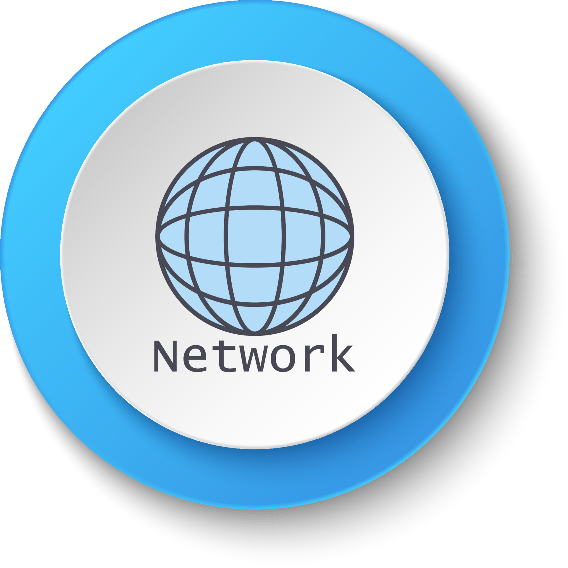 Round button for web icon. Network. Button banner round, badge interface for application ...