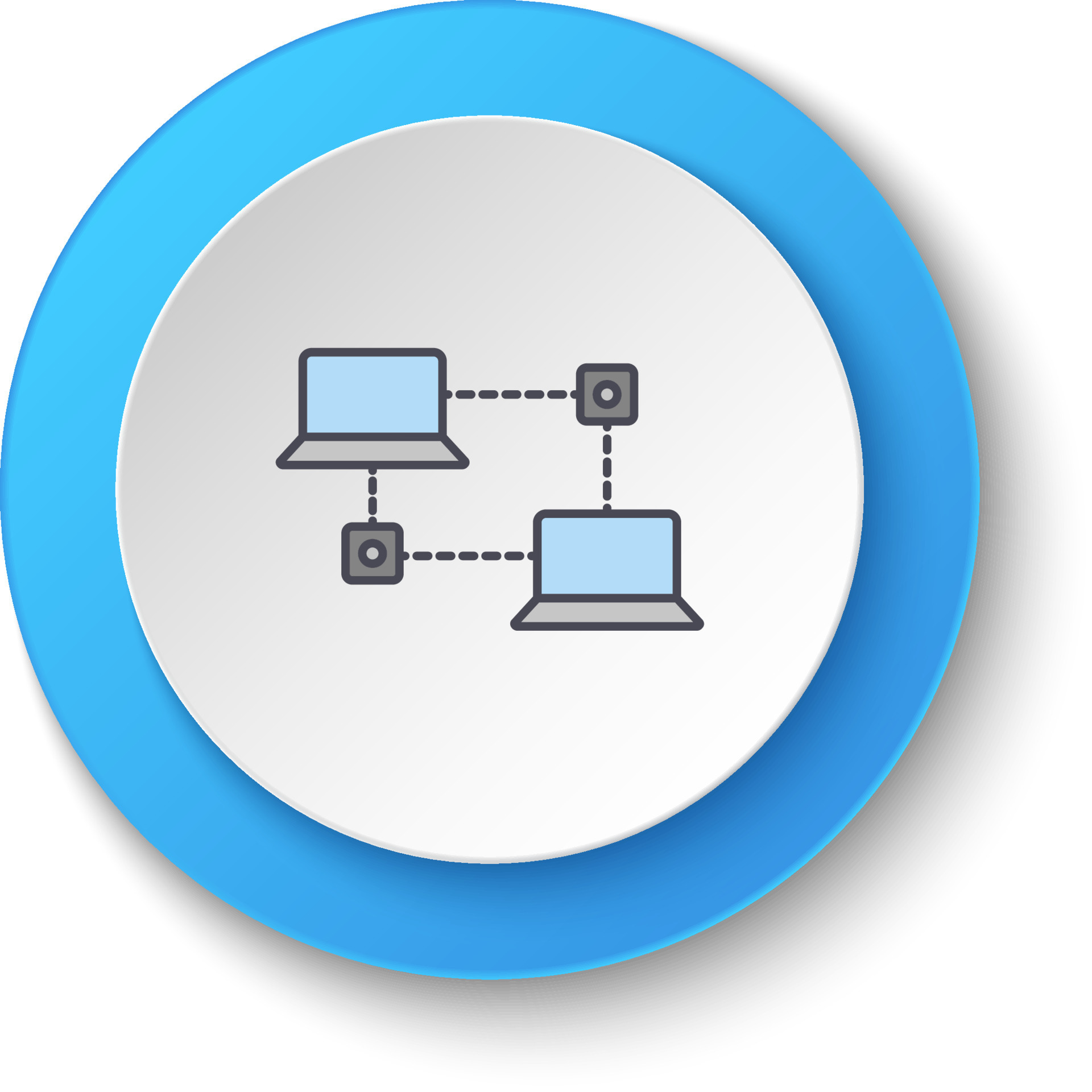 Round button for web icon. Database, network. Button banner round, badge interface for ...