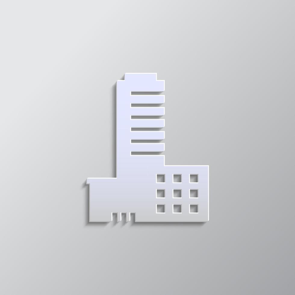 Building Paper Style Icon Grey Color Vector Background Paper Style