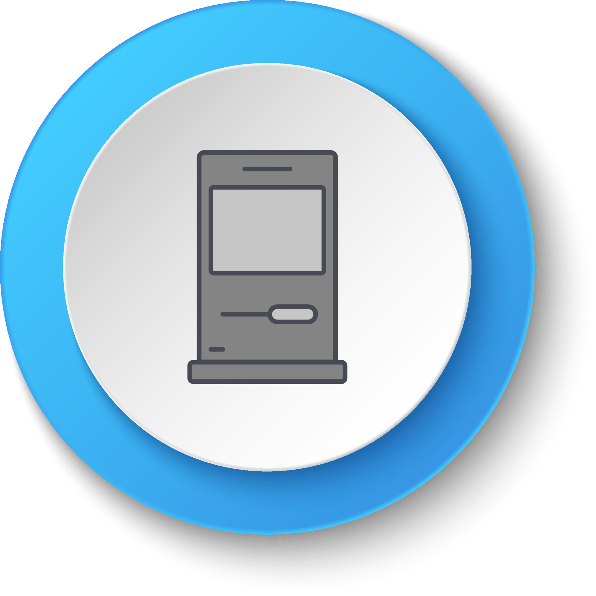 Round button for web icon. Computer, diskette. Button banner round, badge interface for ...