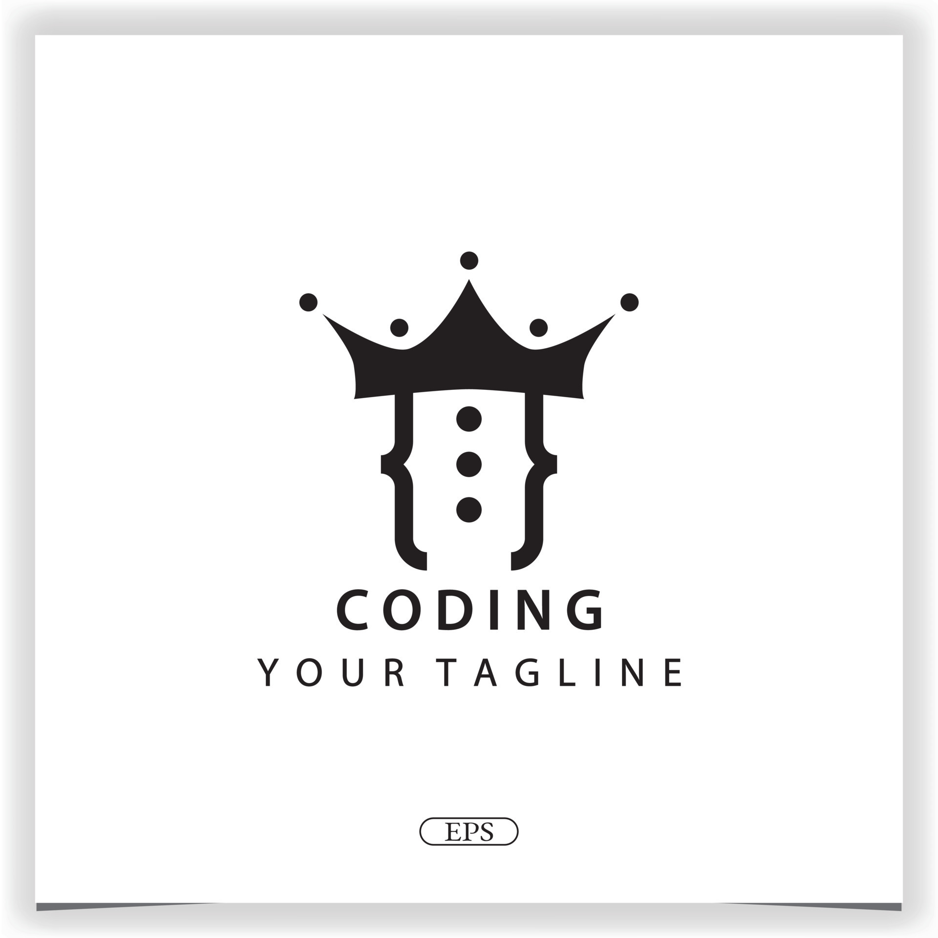 King Coding Or Programmer Logo Premium Elegant Template Vector Eps 10
