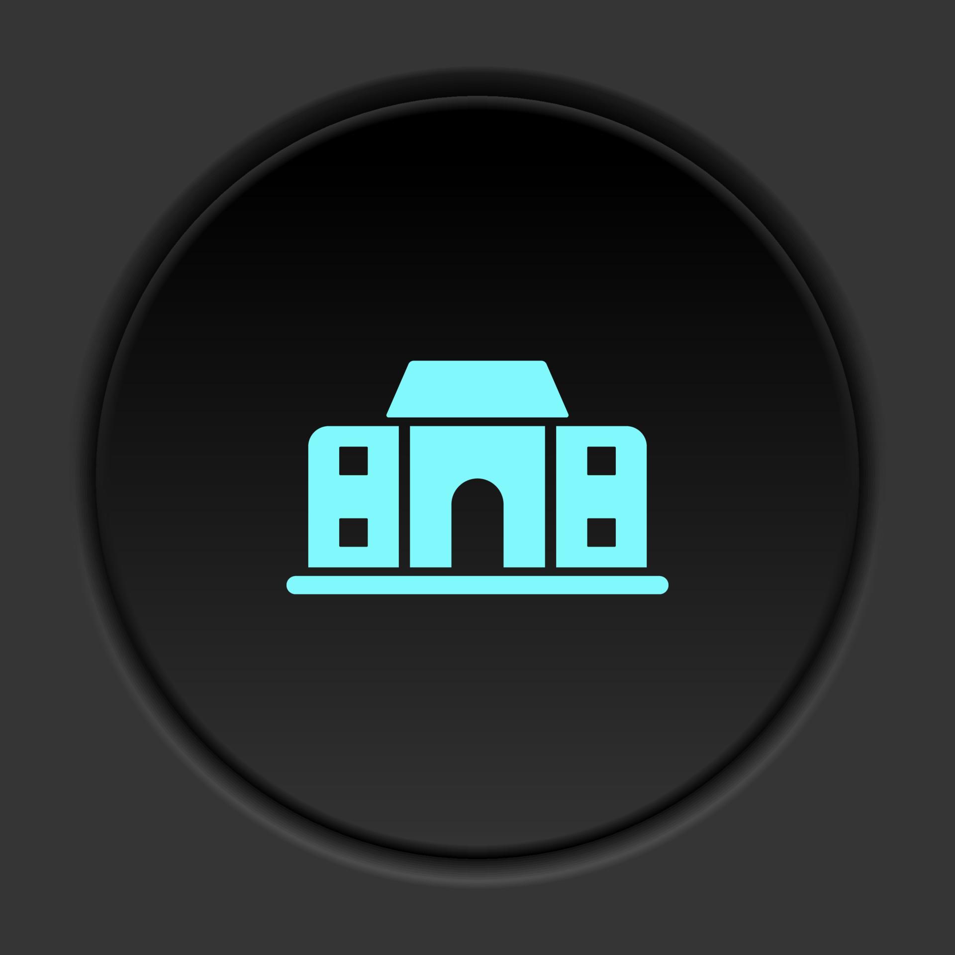 Round button icon, building, college. Button banner round, badge interface for application ...