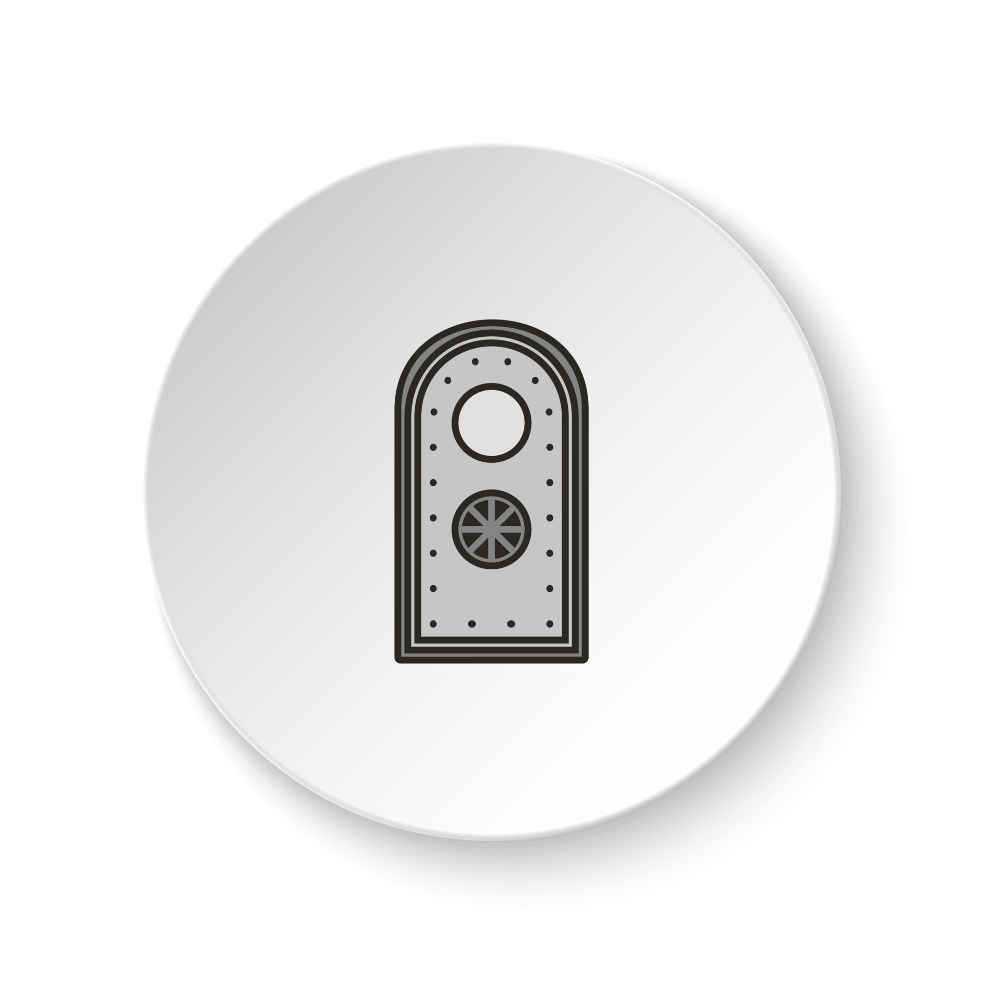 Round button for web icon, Ship, door, icon. Button banner round, badge interface for ...