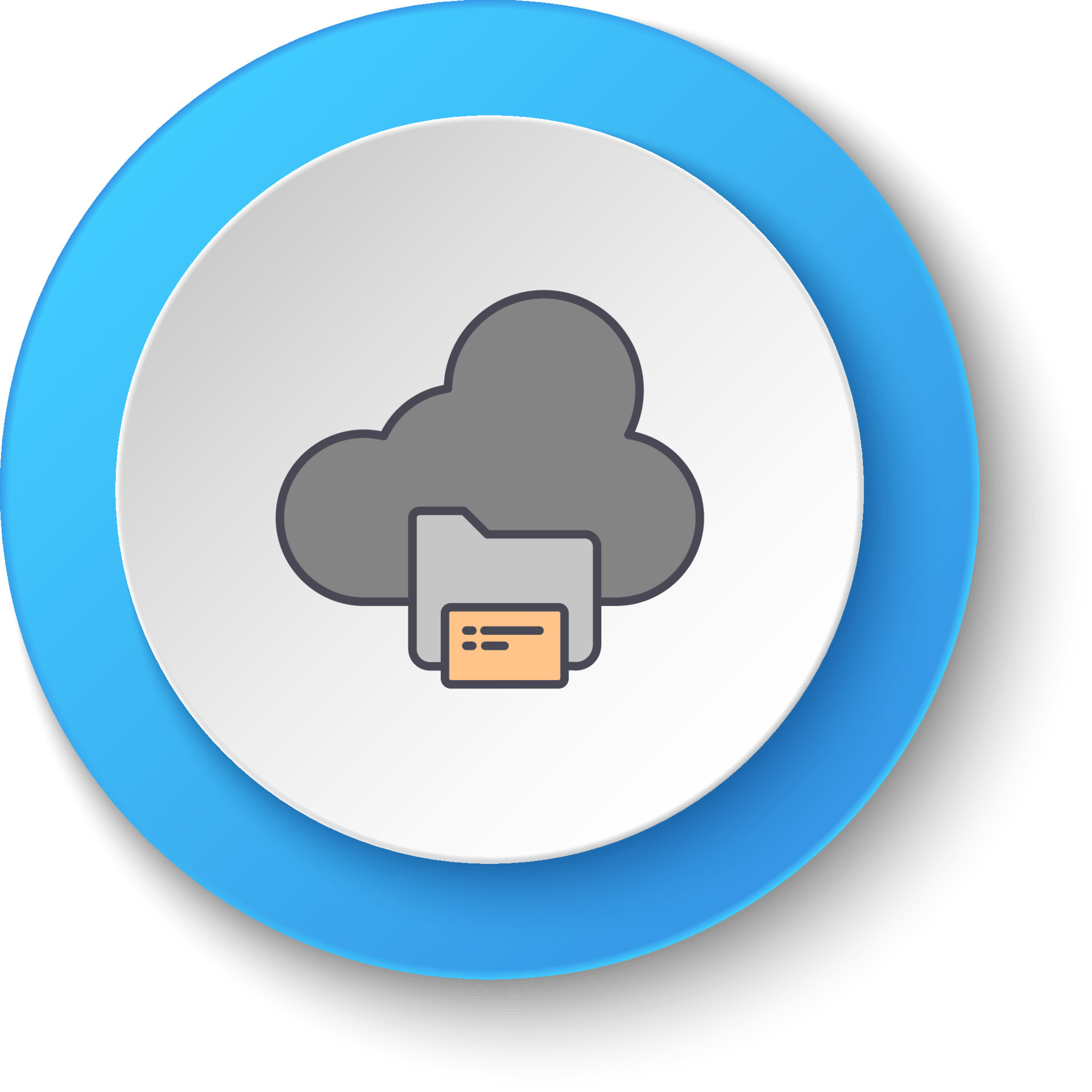 Round button for web icon. Backup, cloud, files. Button banner round ...