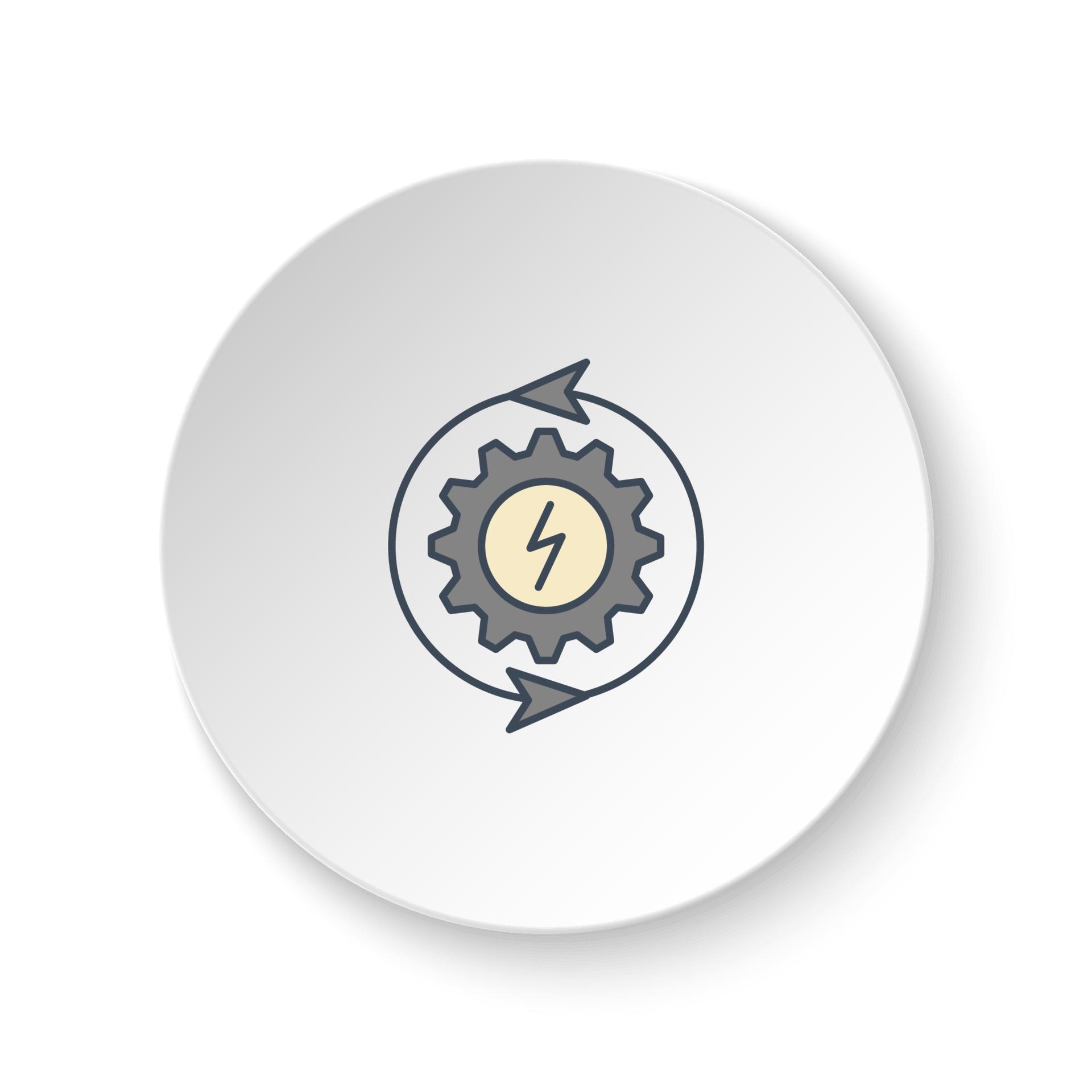 Round button for web icon, settings, eco, energy. Button banner round, badge interface for ...