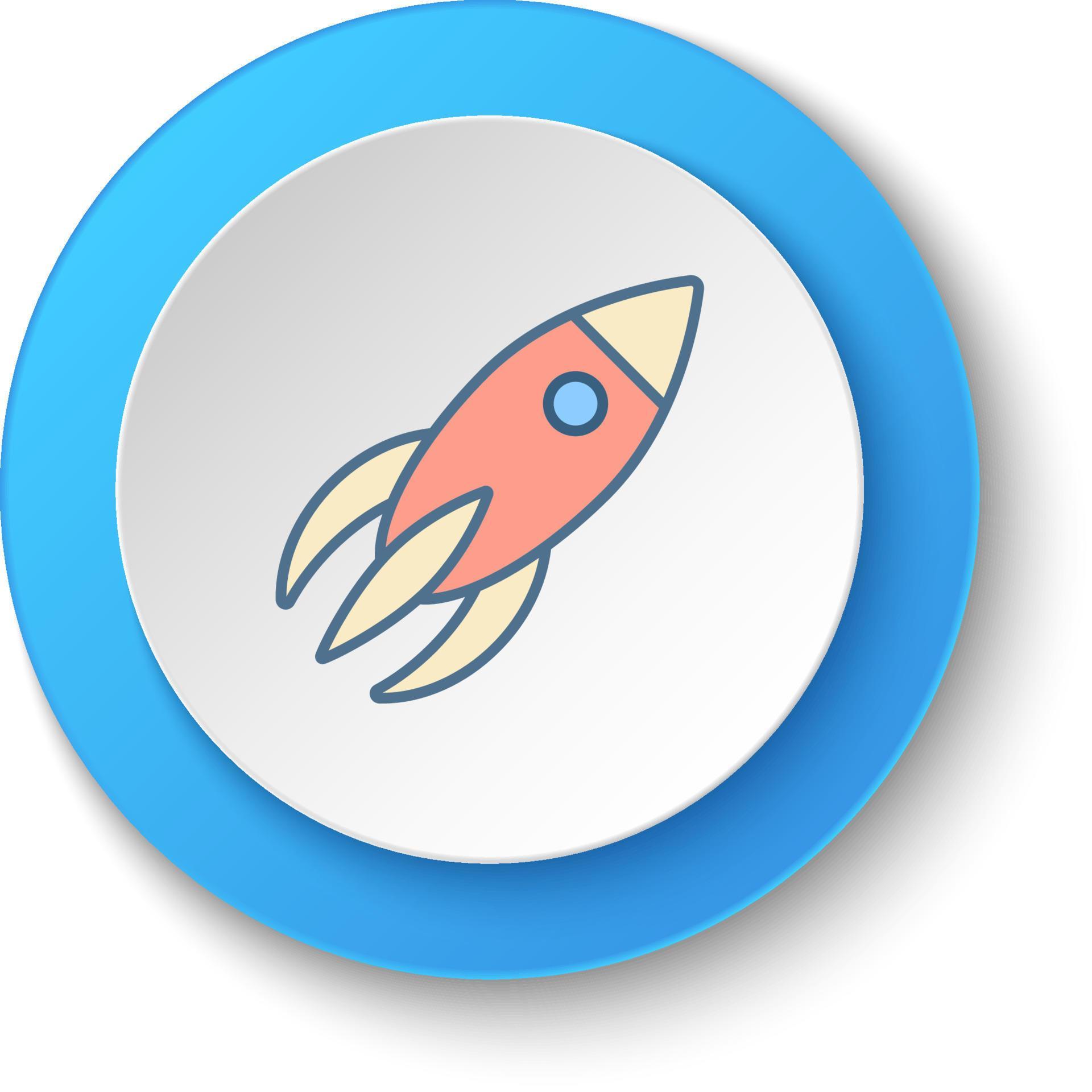 Round button for web icon. Rocket, spaceship vector icon. Button banner round, badge interface ...