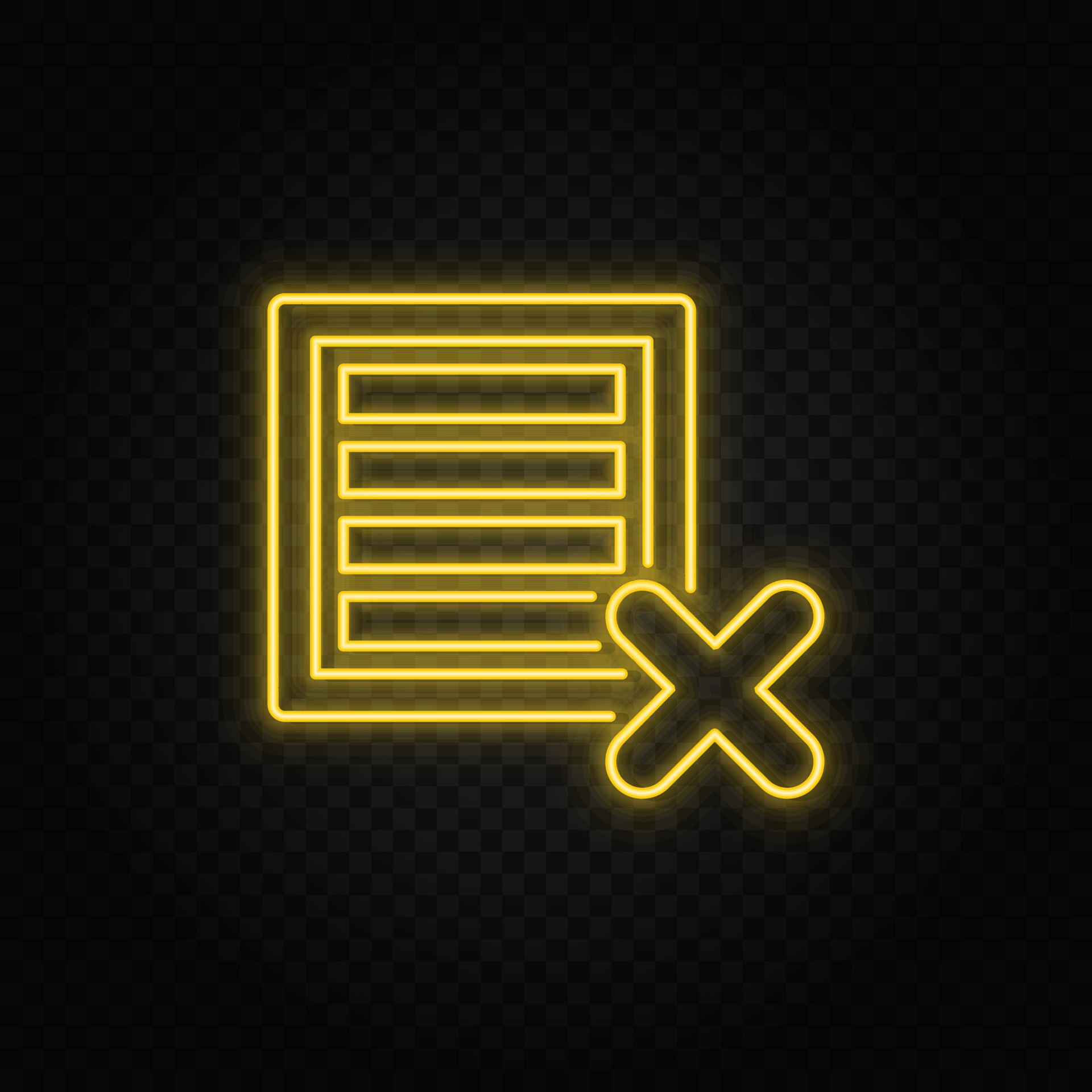 Yellow neon icon delete, ecommerce, box.Transparent background. Yellow ... Yellow neon icon delete, ecommerce, box.Transparent background. Yellow ...