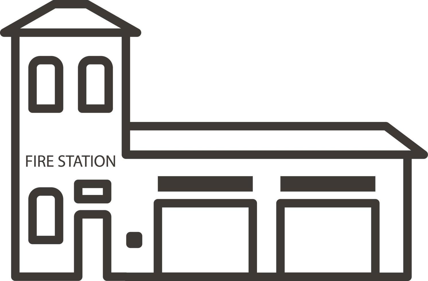Building, fire, station, outline, icon - Building vector icon on white ... Building, fire, station, outline, icon - Building vector icon on white ...