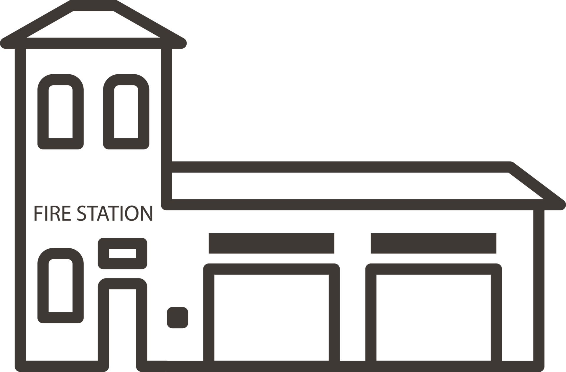 Building, fire, station, outline, icon - Building vector icon on white ... Building, fire, station, outline, icon - Building vector icon on white ...