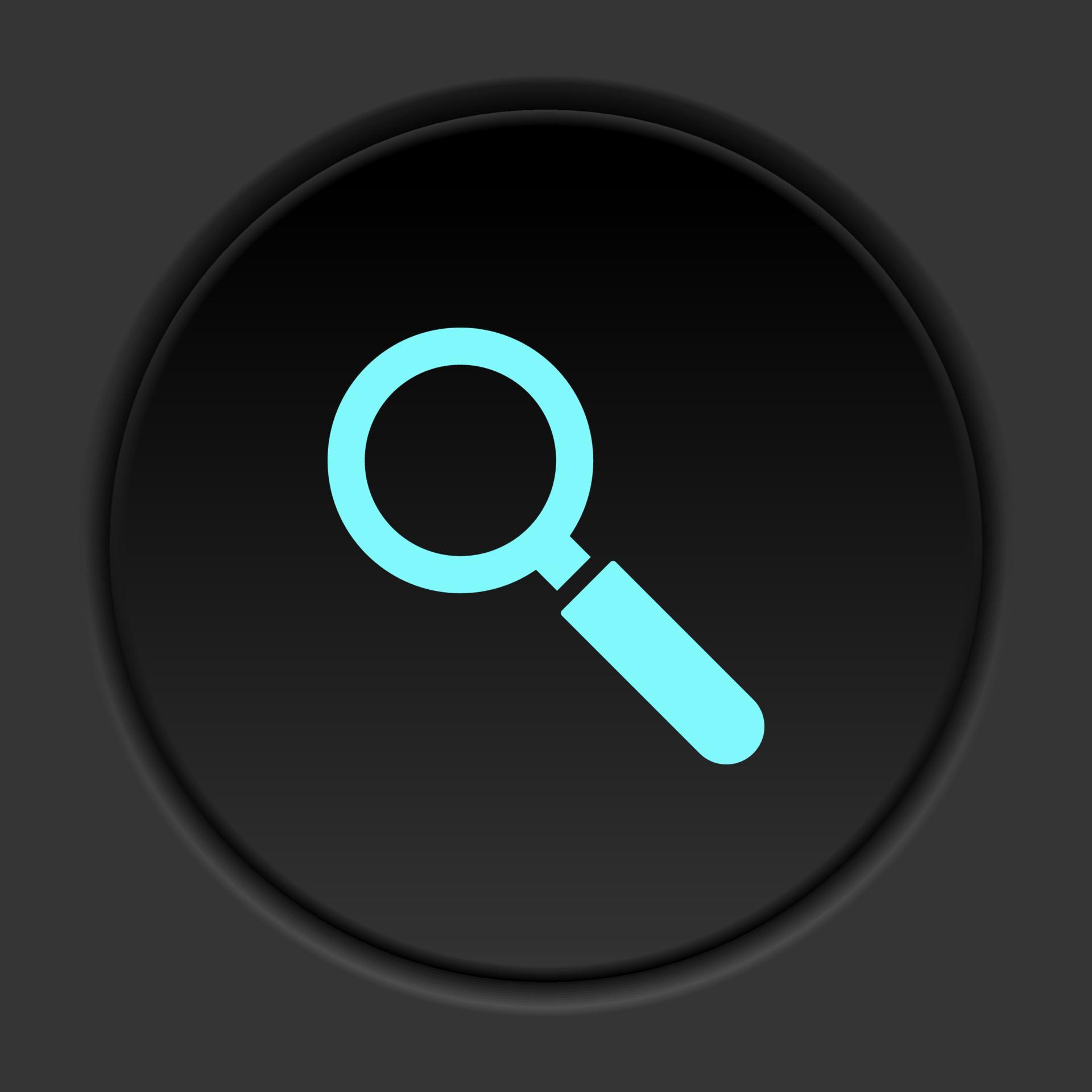 Round button icon, search, loupe. Button banner round, badge interface for application ...