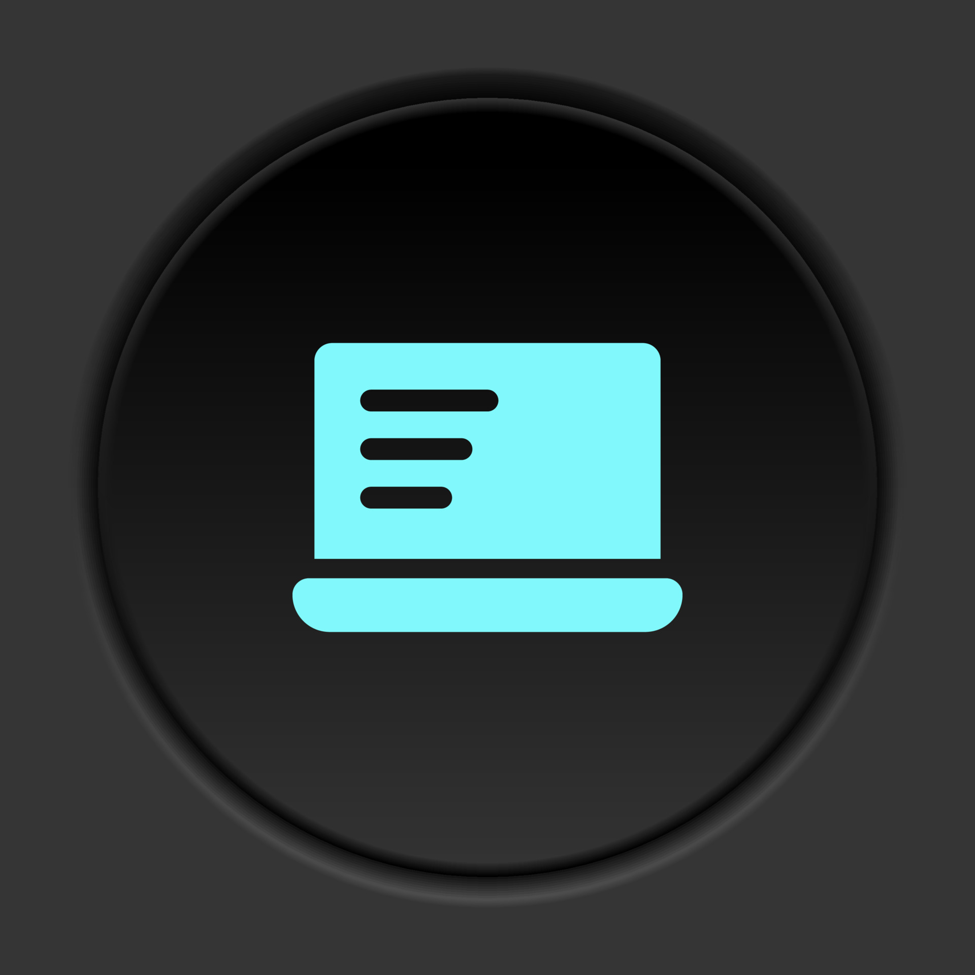 Round button icon, computer, notebook. Button banner round, badge interface for application ...