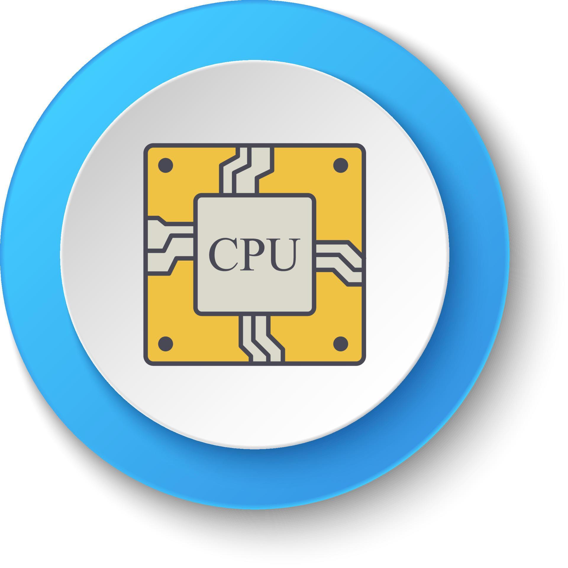 Round button for web icon. Cpu, hardware. Button banner round, badge interface for application ...