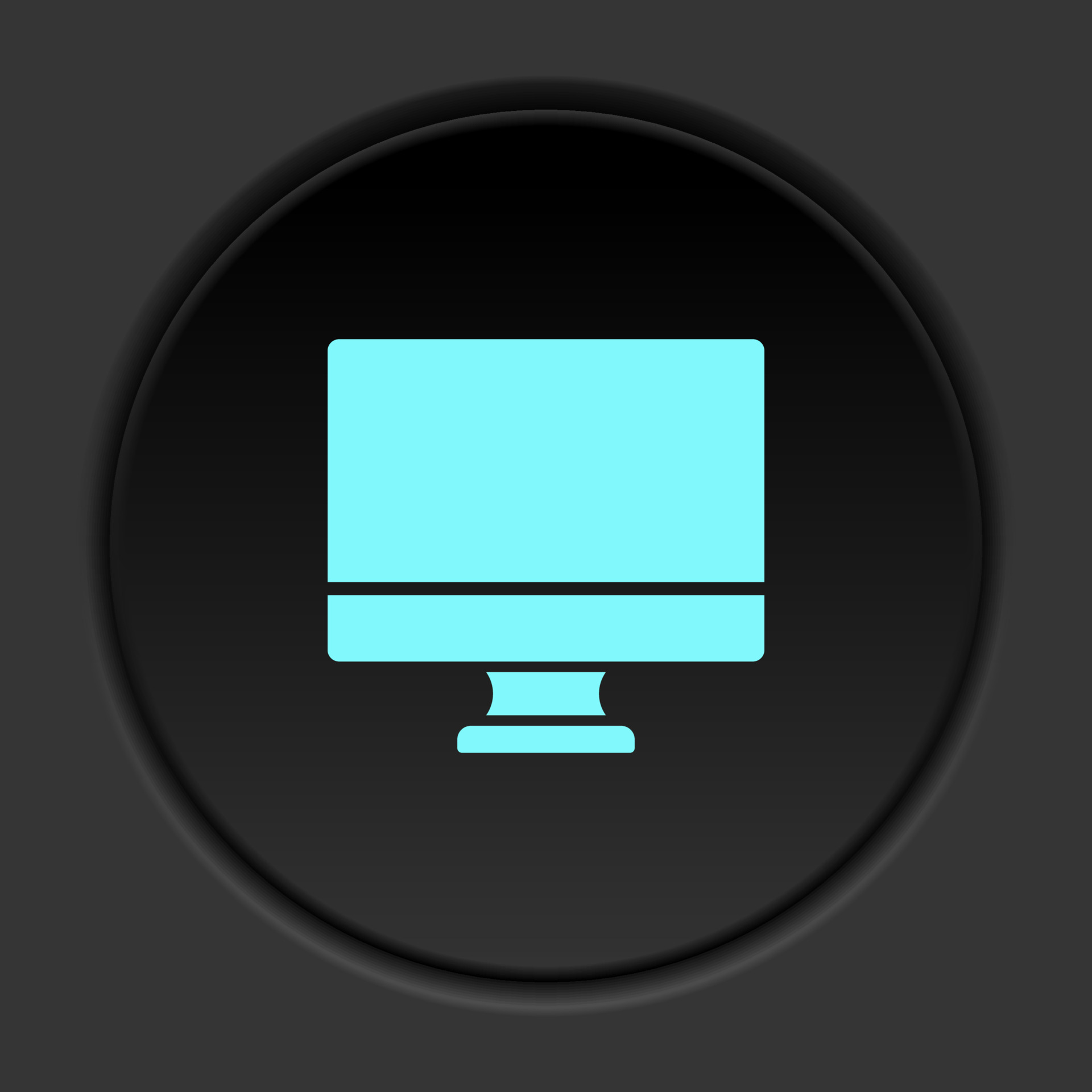 Round button icon, monitor, computer. Button banner round, badge interface for application ...