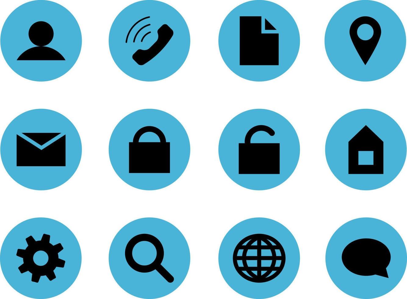 Website icons, vector. Black icons in blue circle. 20982454 Vector Art at Vecteezy