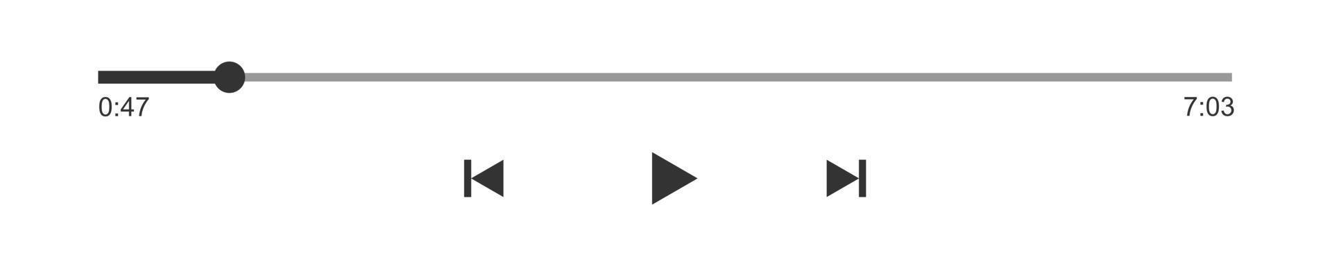 Video or audio player progress loading bar with time slider, play, rewind and fast forward ...