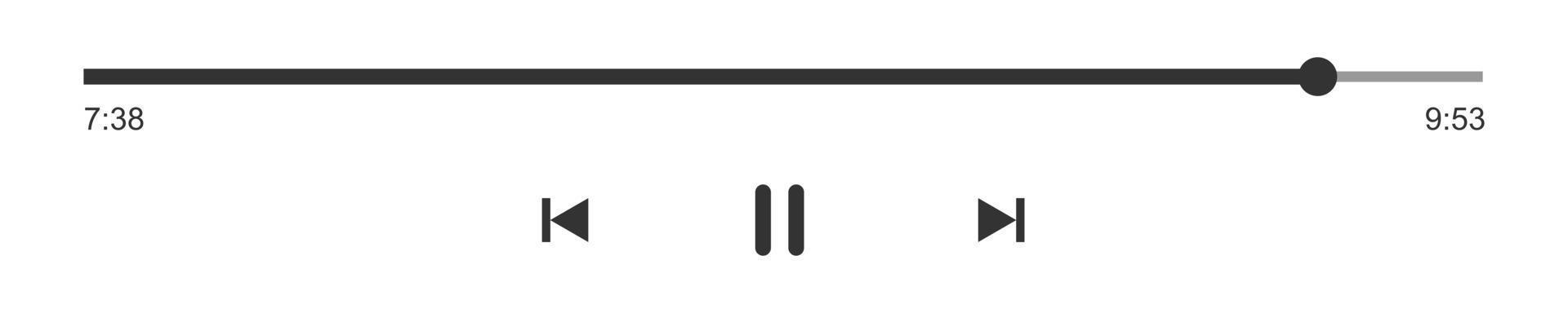 Audio or video player progress loading bar with time slider, pause, rewind and fast forward ...
