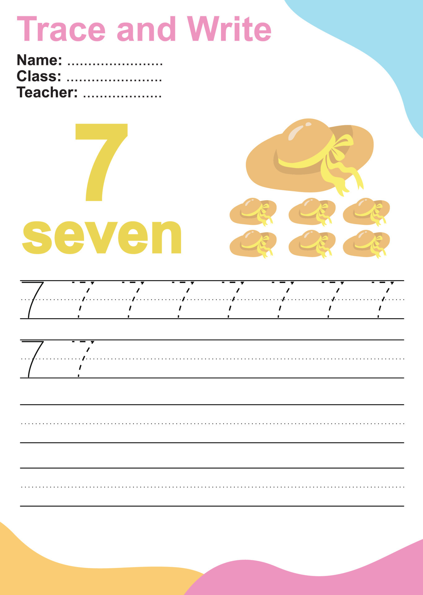 Trace and write number for children. Exercise for children to recognize ...