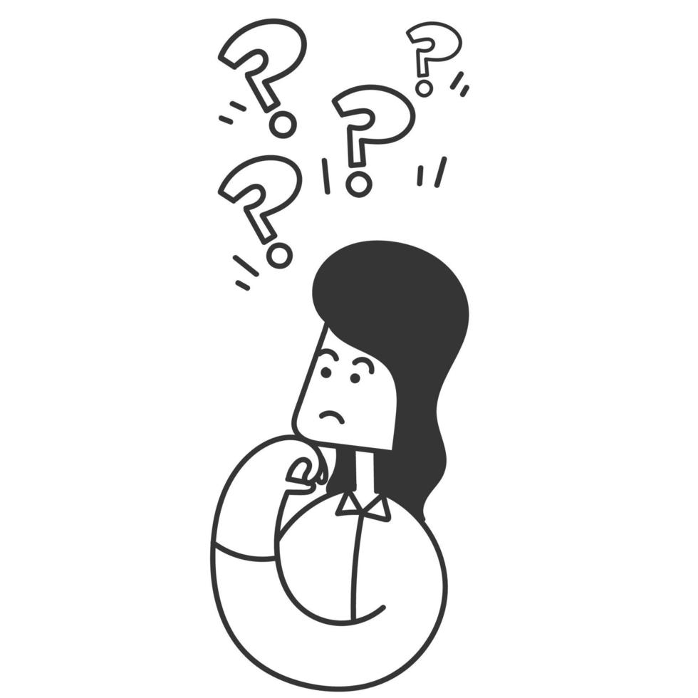 hand drawn doodle Cartoon person think about problem solving ... hand drawn doodle Cartoon person think about problem solving ...