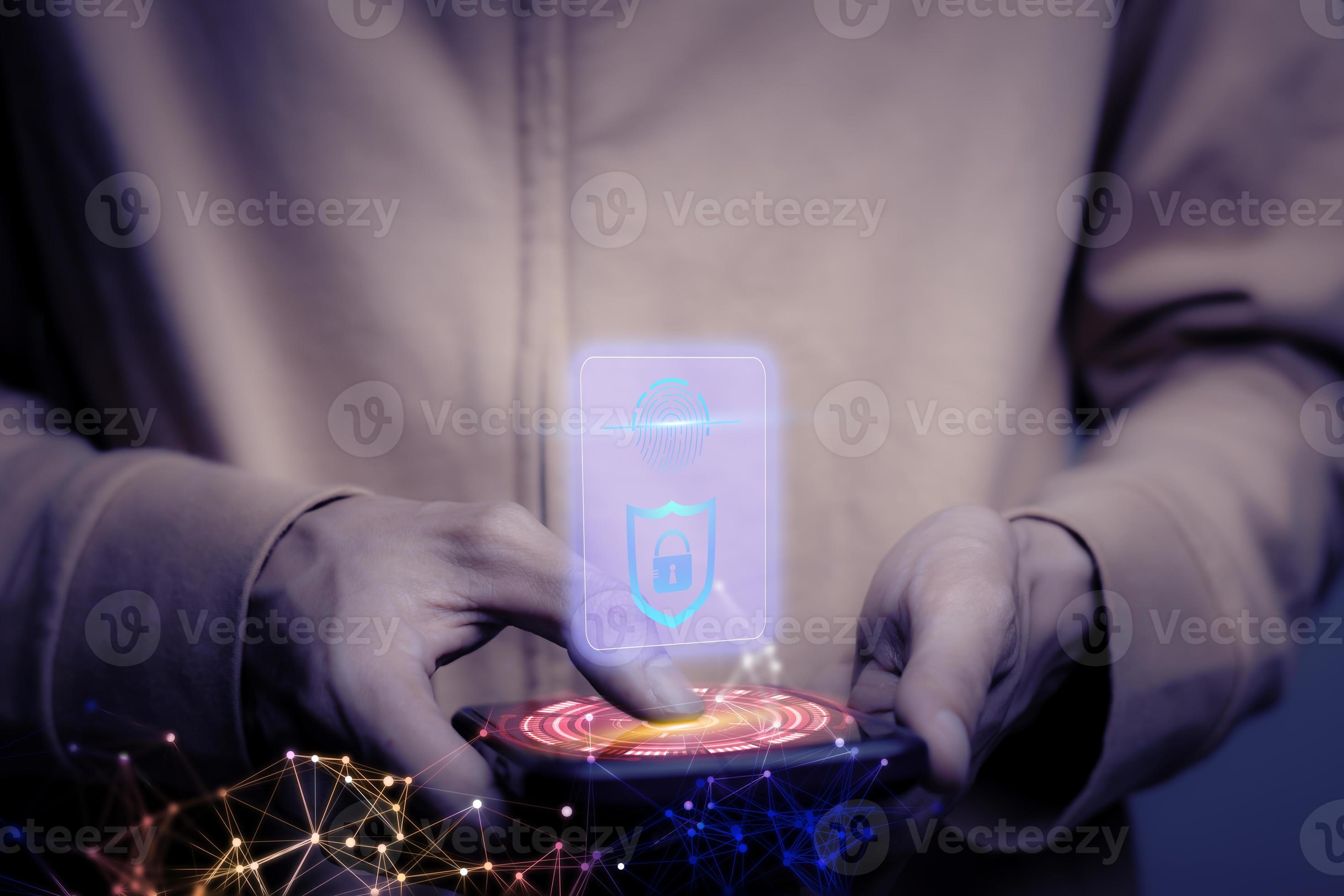 Person hold the key lock icon protecting personal information ,online ...