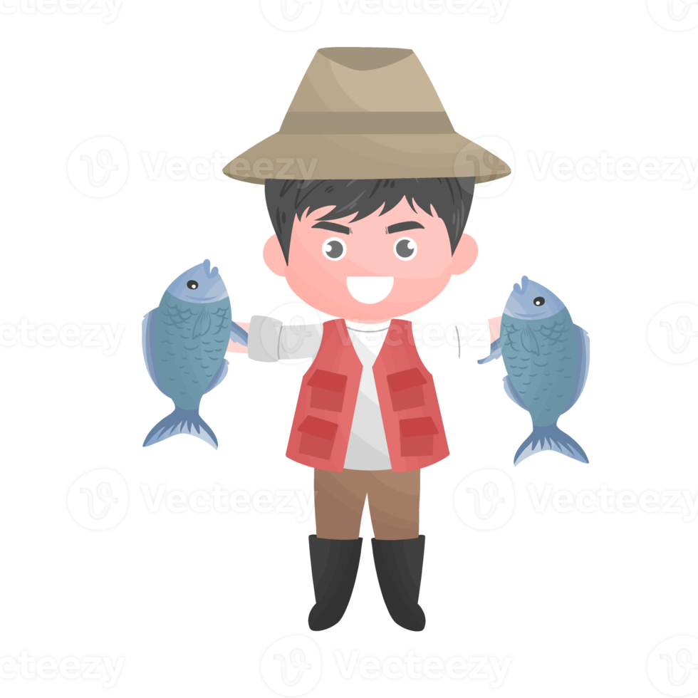 Pescador Dibujos Animados Ilustración 20995016 Png