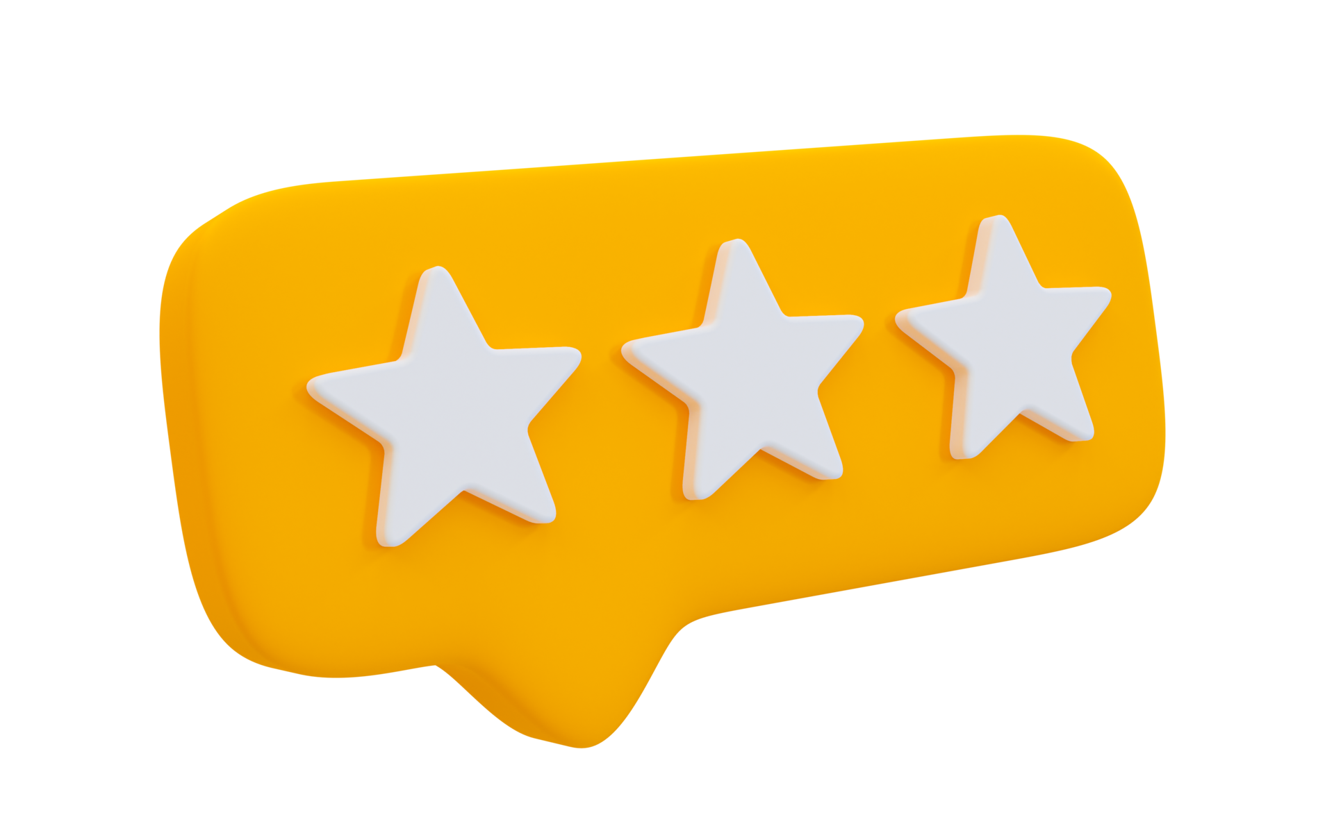 3d minimal 3 star icon with a message box. service rating. customer rating concept. 3d ...