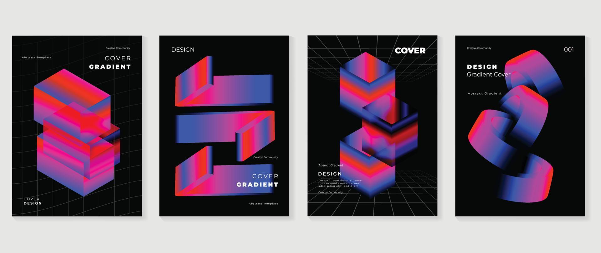 Abstract gradient background vector set. Futuristic minimal style cover ...