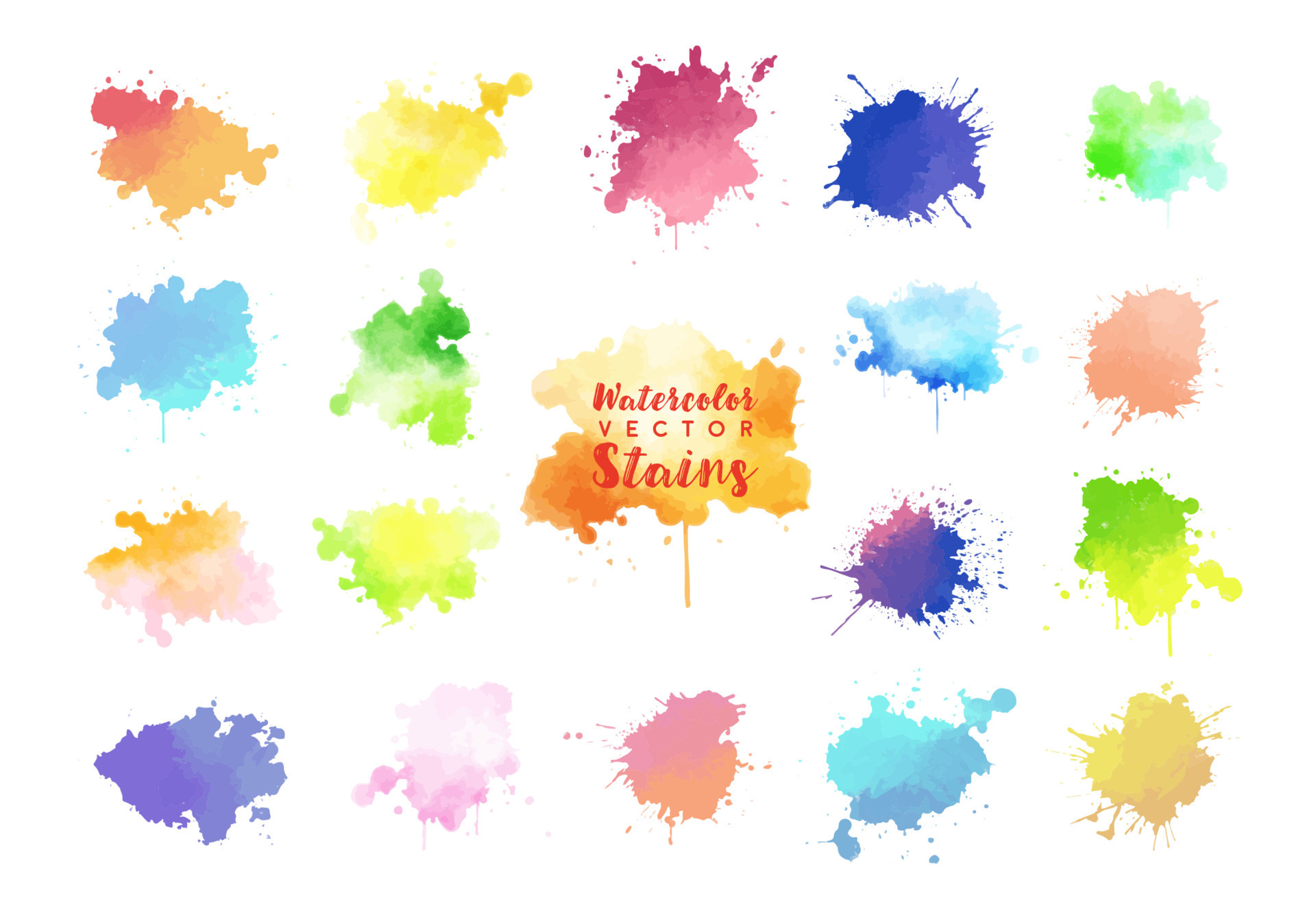 watercolor colorful vector stains set 21007762 Vector Art at Vecteezy