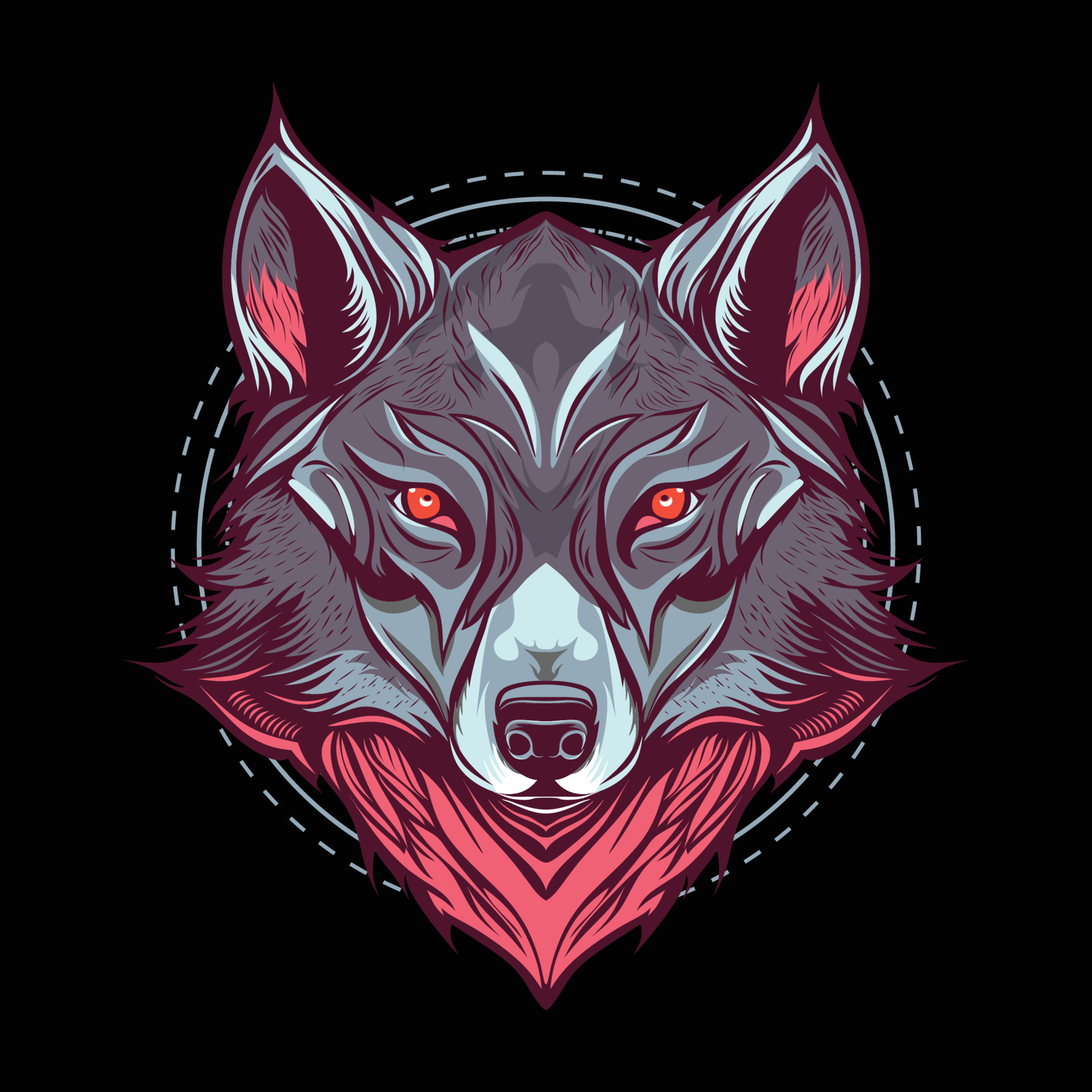 Wolf Vector Fantasy Art Symmetrical 21007877 Vector Art At Vecteezy