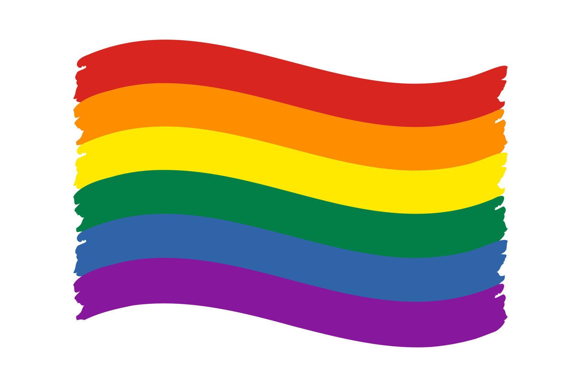 Waving Pride flag. Rainbow LGBT symbol icon. Flat vector illustration ...