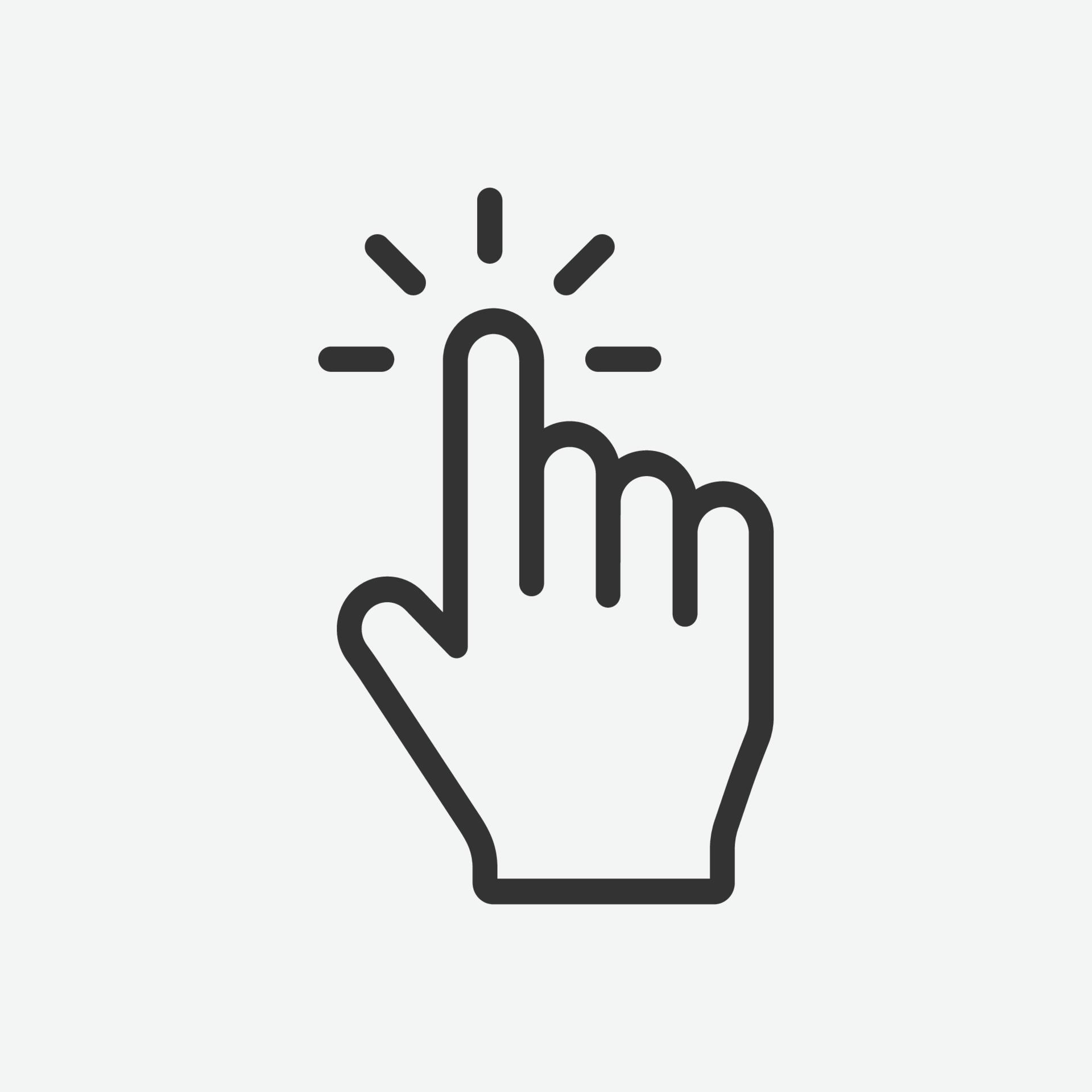 Pressing finger icon, hand pointer vector. Click, select, press icon. finger press, finger click ...