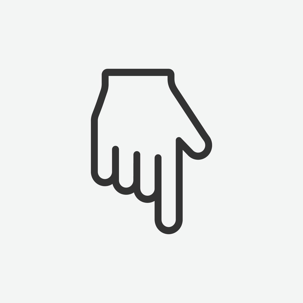 Down Finger Icon Hand Pointer Vector Click Select Press Icon