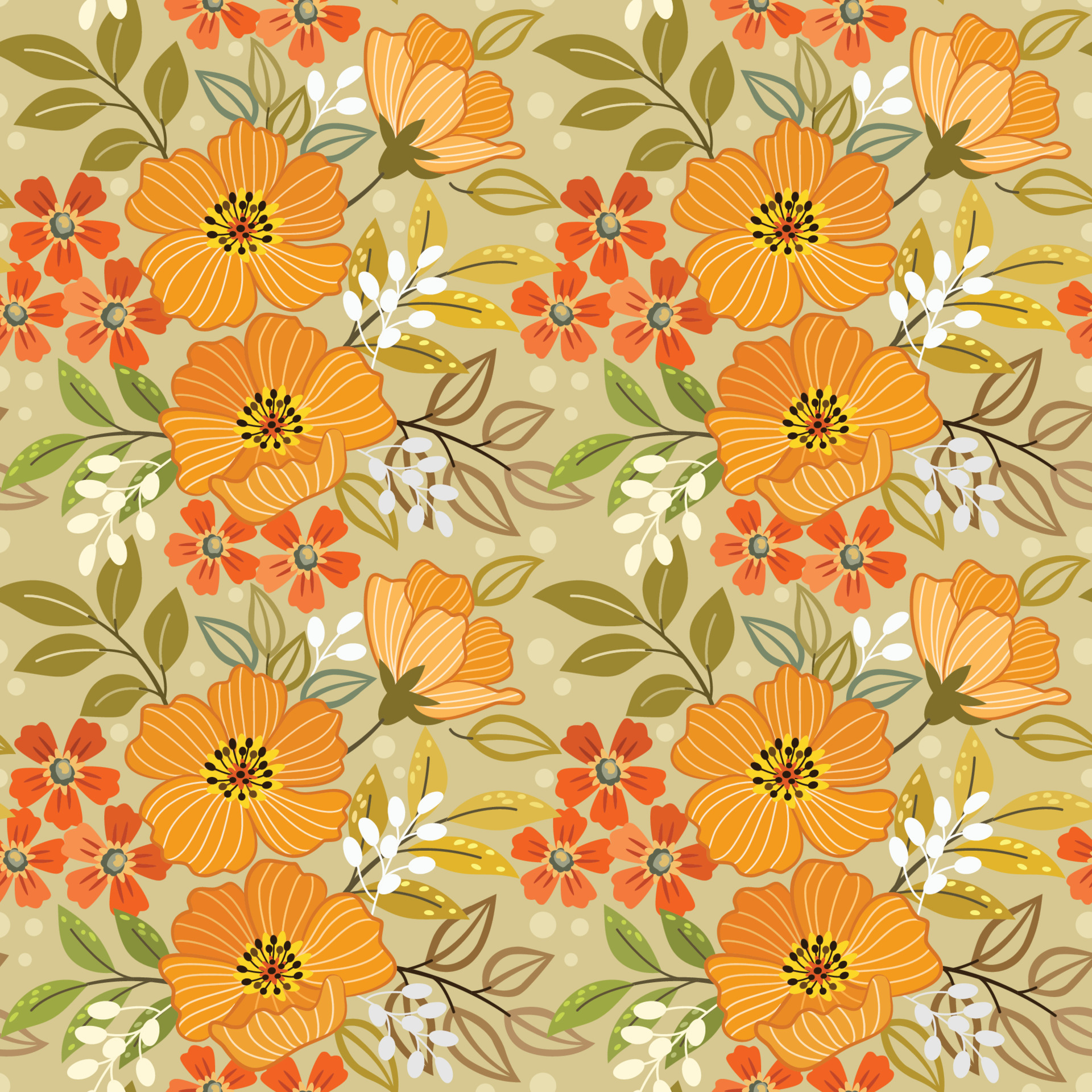 Yellow monochrome flowers design seamless pattern. 21016313 Vector Art ...