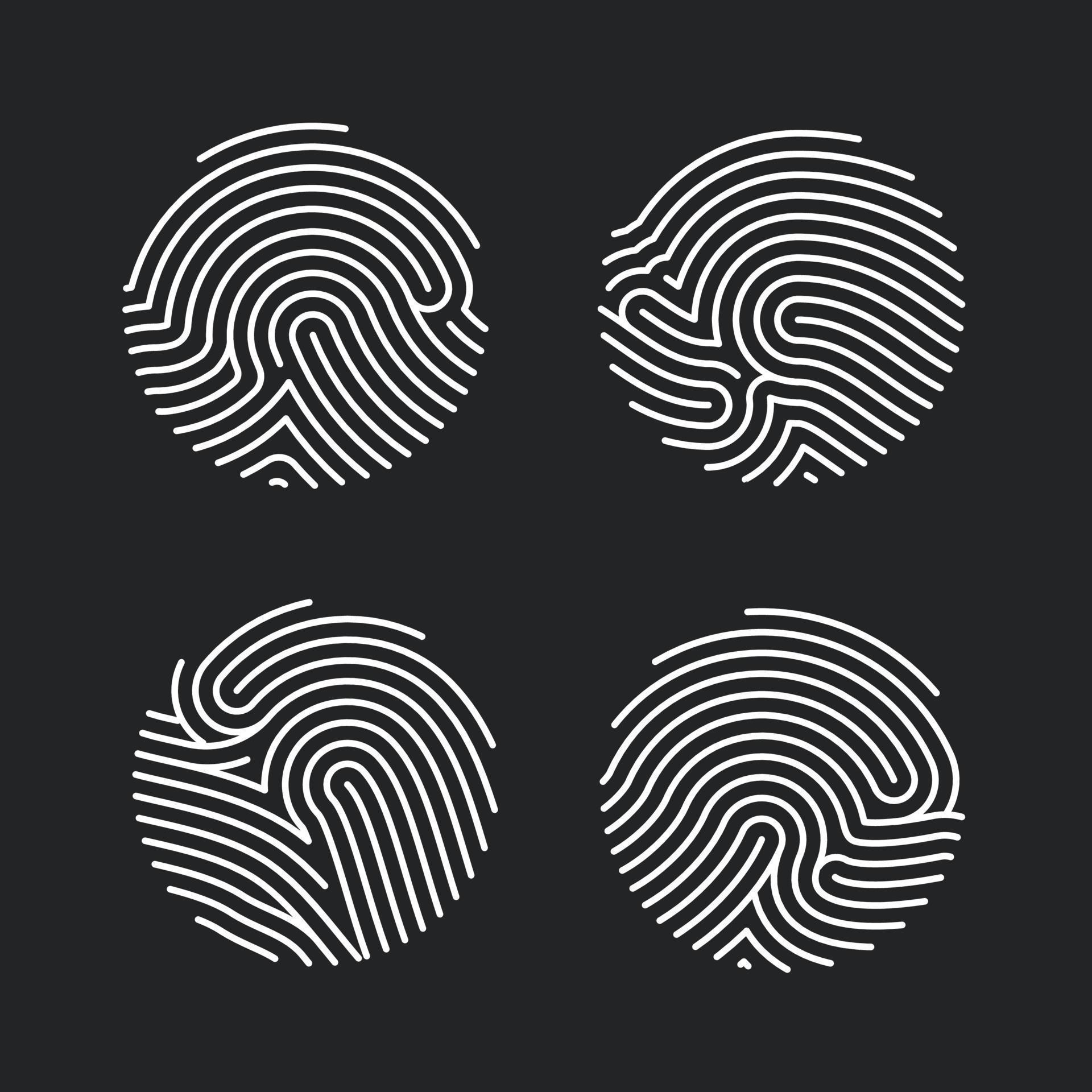 Set Of Circle Fingerprint Icons Design For Application Personal Id For