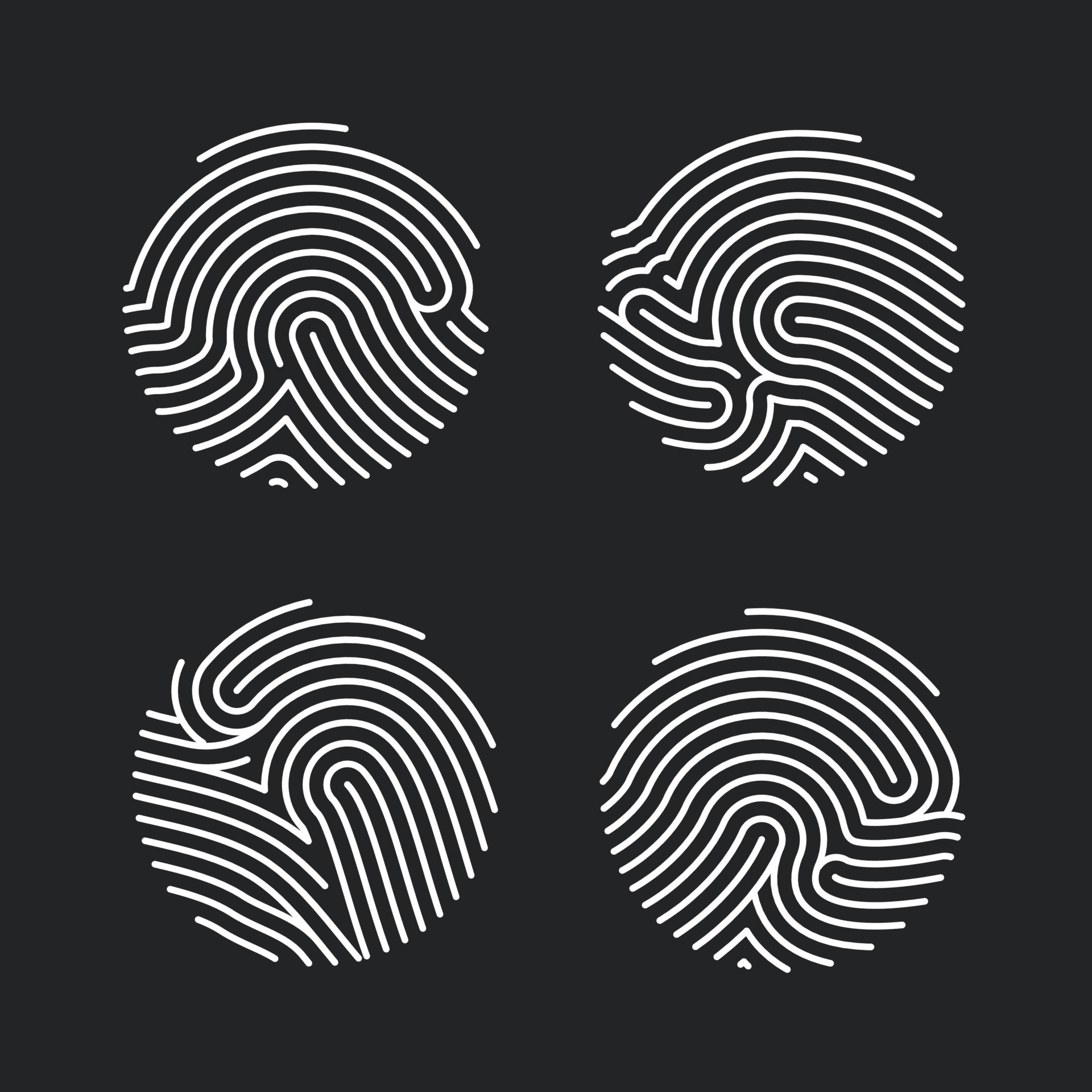 Set Of Circle Fingerprint Icons Design For Application Personal Id For Authorization Finger