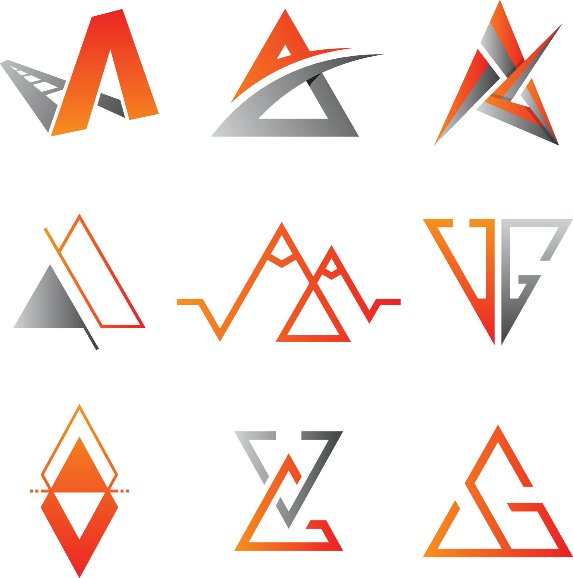 conjunto de triángulo vector icono símbolo para elemento diseño en el ...