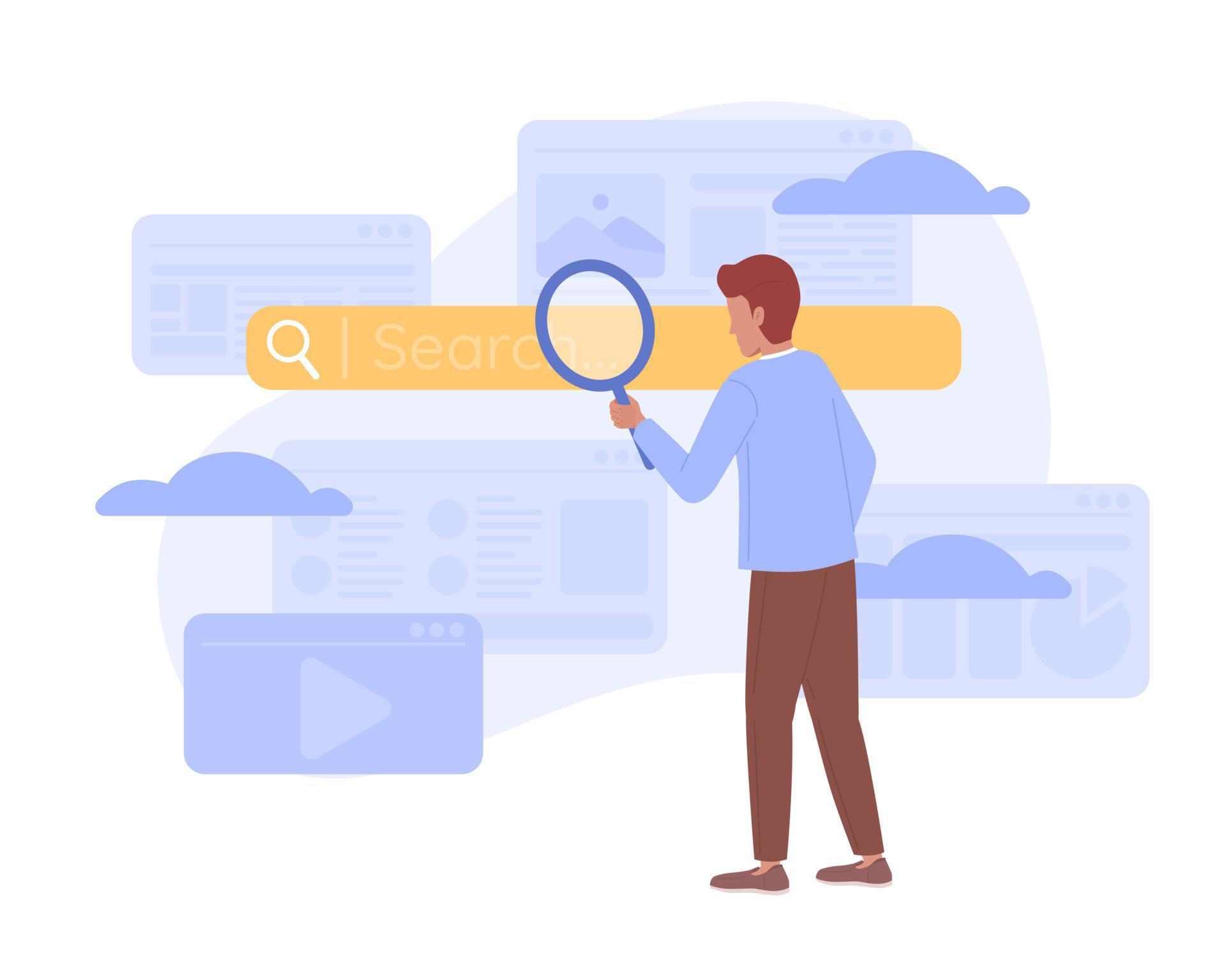 Using search engines effectively flat concept vector spot illustration ...