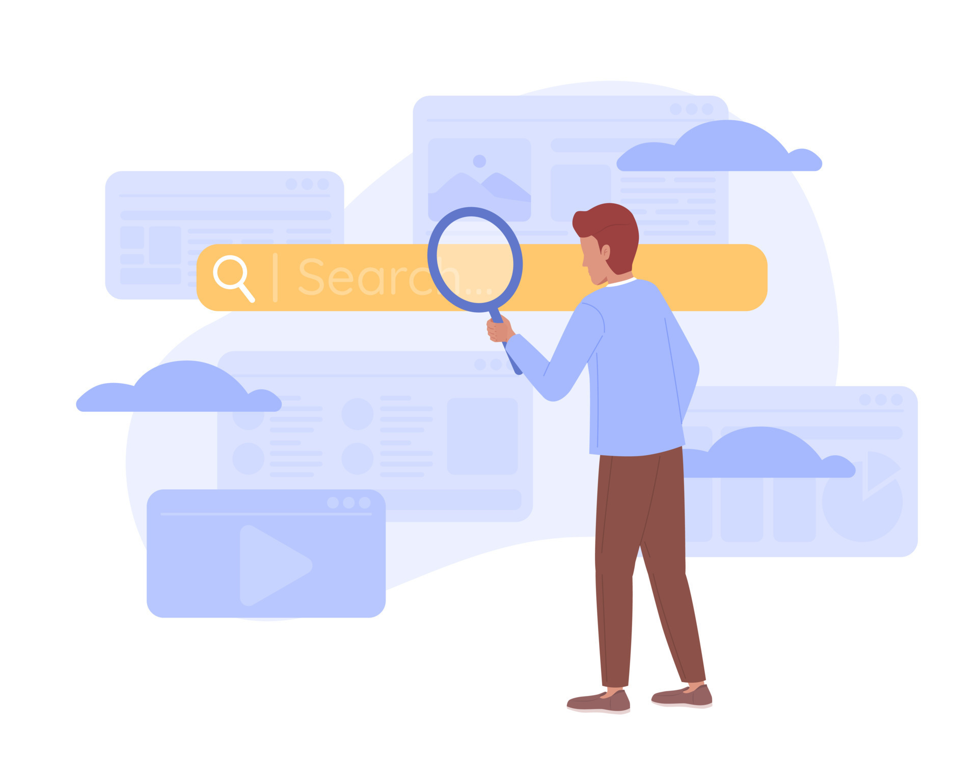 Using search engines effectively flat concept vector spot illustration ...