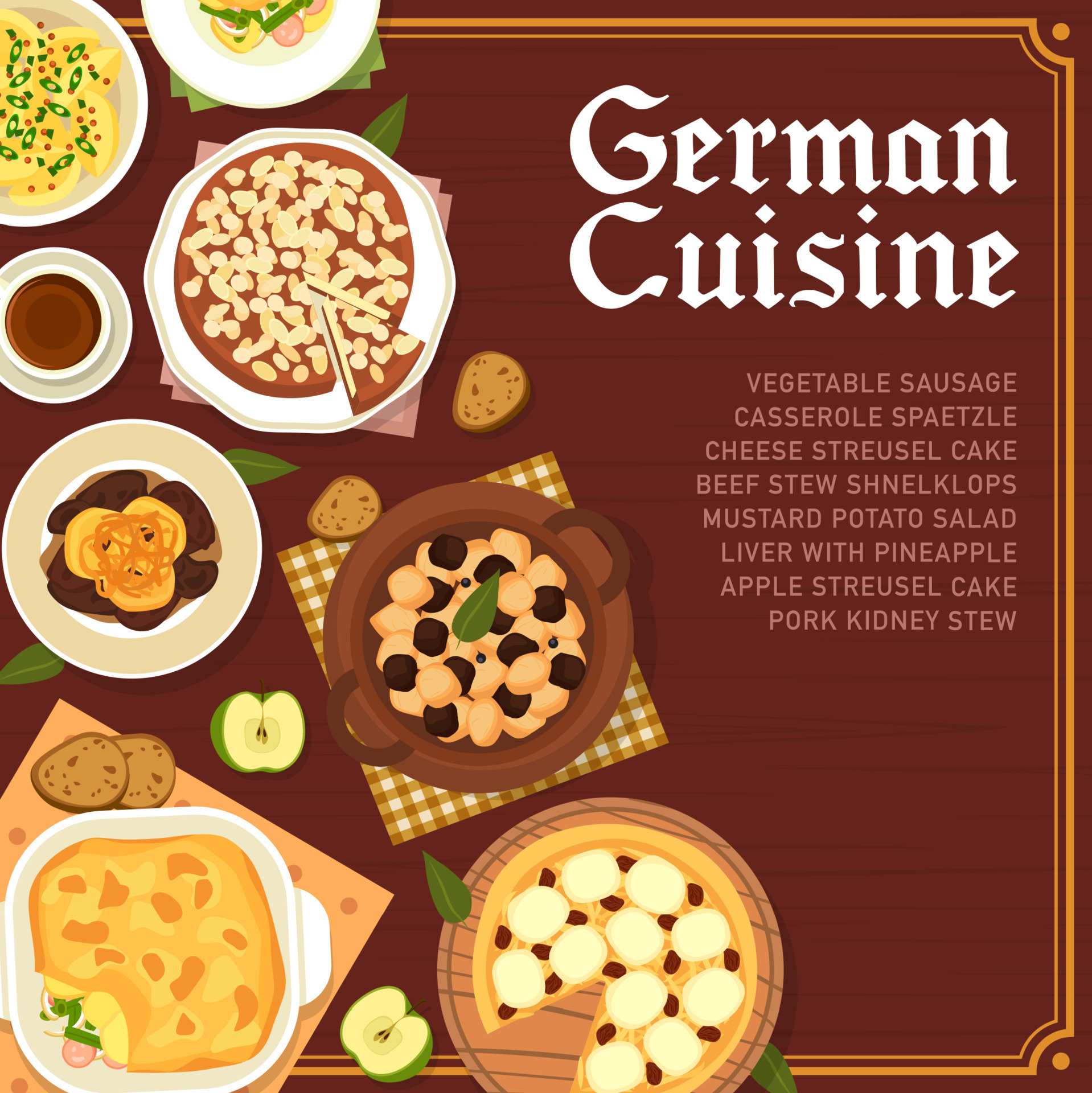 German cuisine food menu cover, Germany dishes 21022538 Vector Art at ...