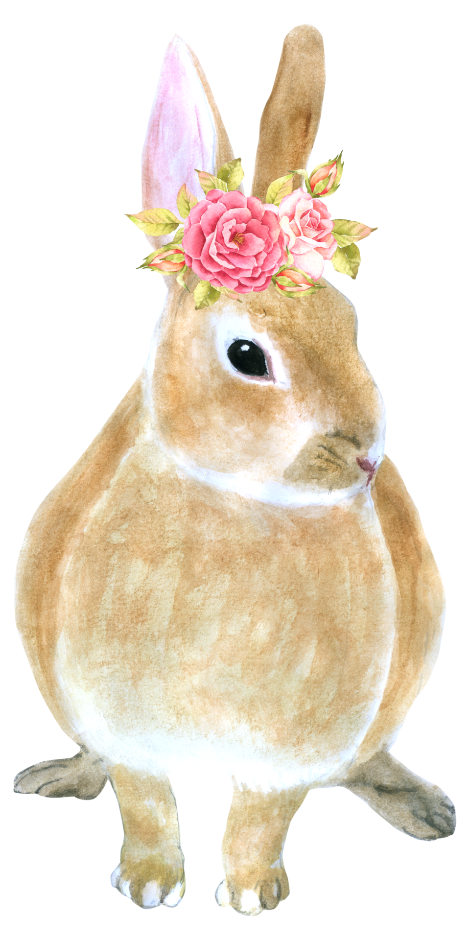 Free Happy Easter Cute Rabbit With Flower Watercolor 21025865 Png With