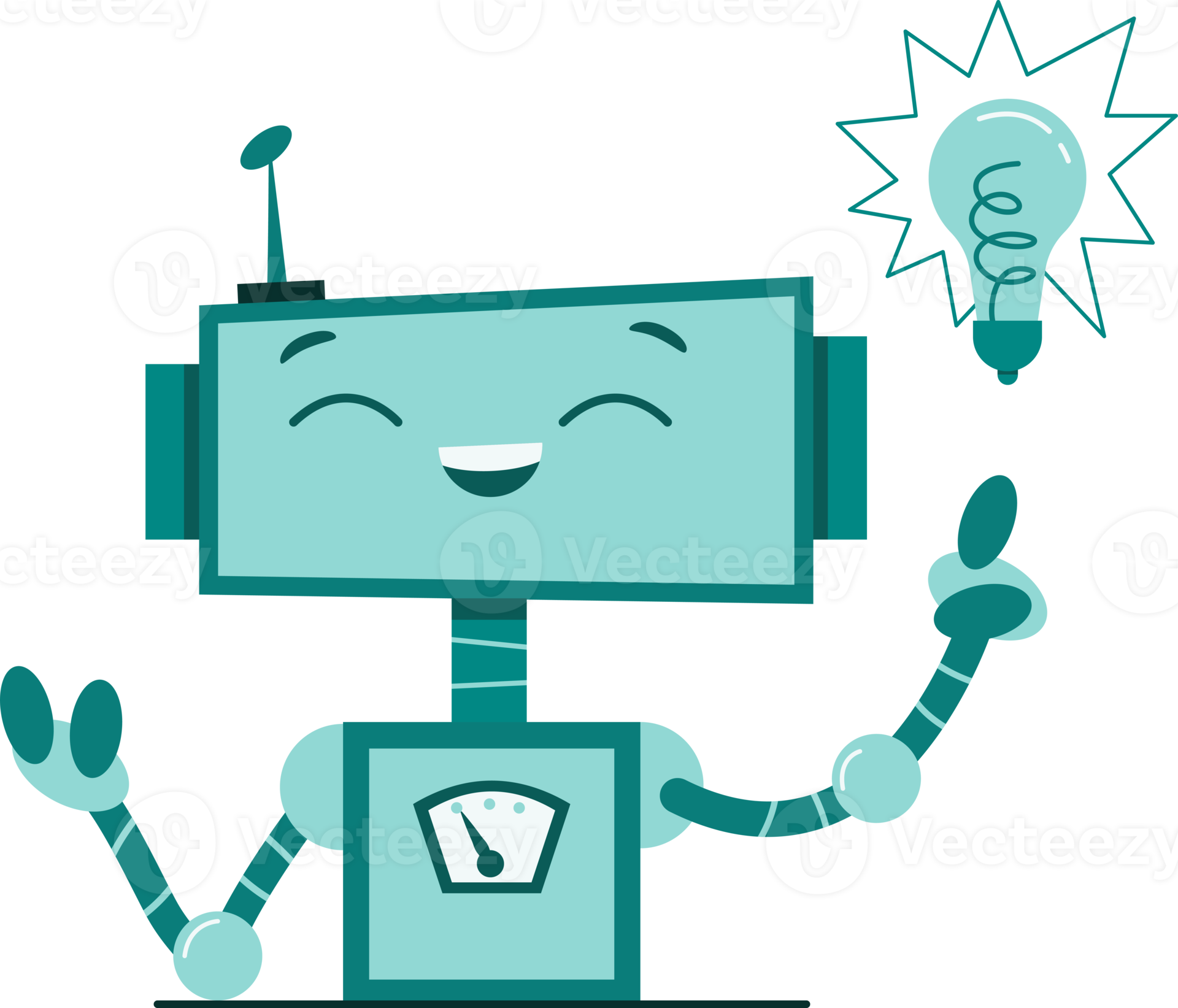 Smiling Cute Robot Chat Bot Support Service Character 21026540 Png