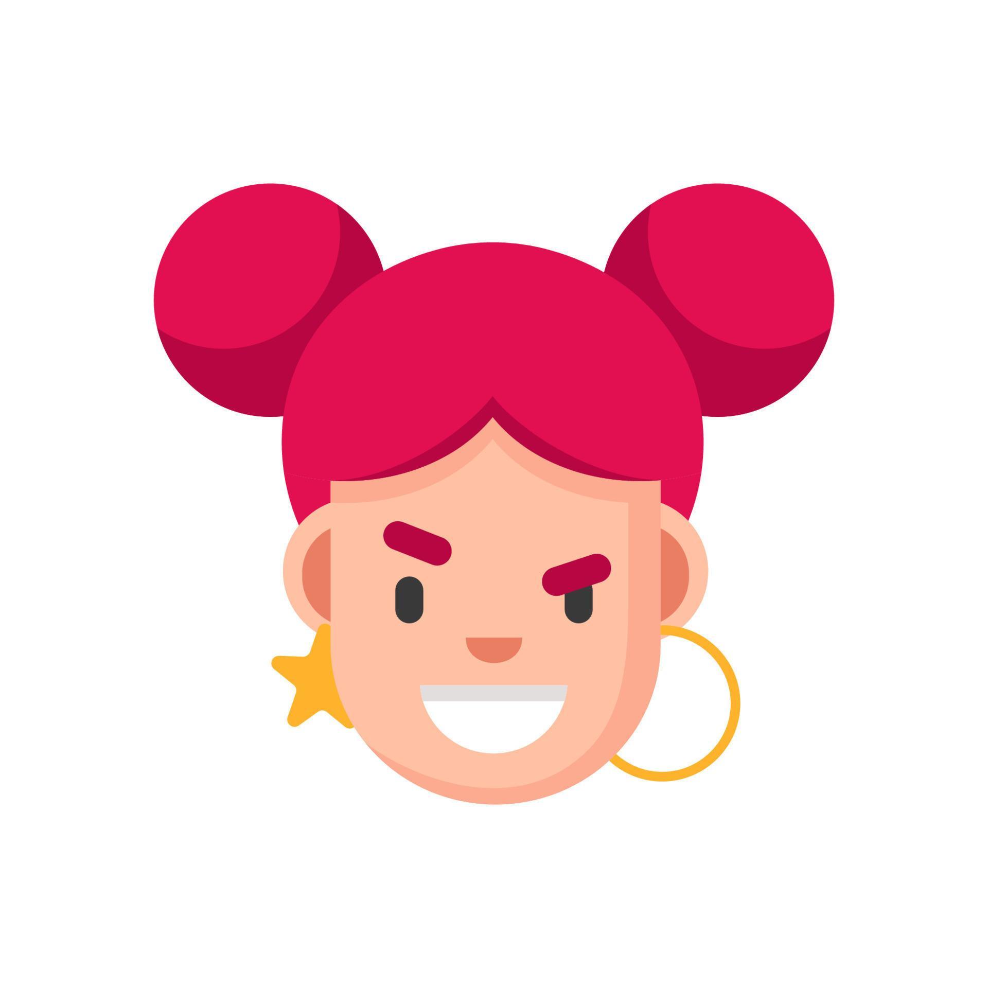 Readheaded Girl Avatar Flat Design Woman Head Facial Expression Sly Character Vector