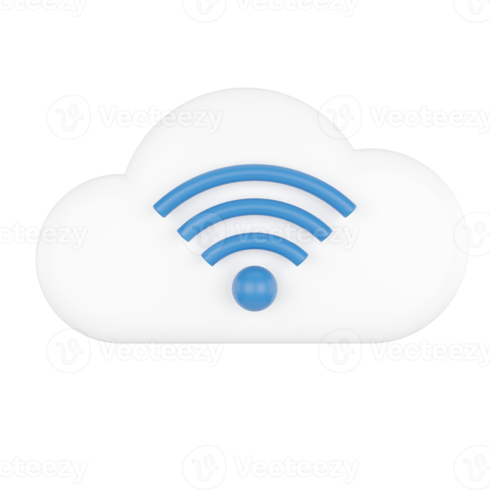 Cloud Computing With Wifi Signal Wireless Network 3d Rendering 21048183 Png