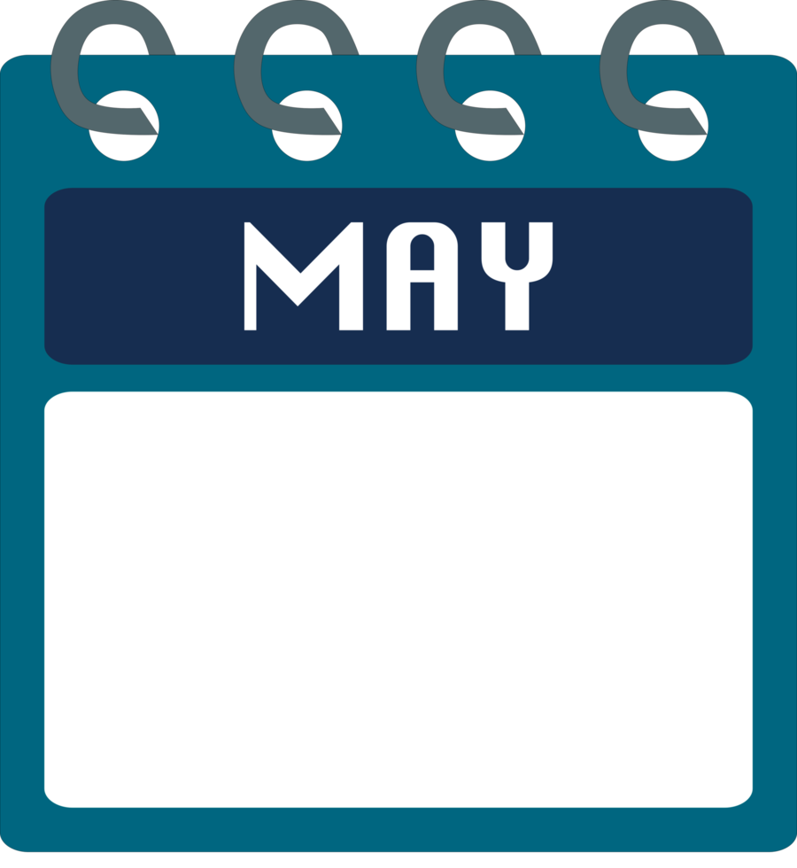 Flat icon calendar of May. month. PNG illustration. color banner. Blank ...