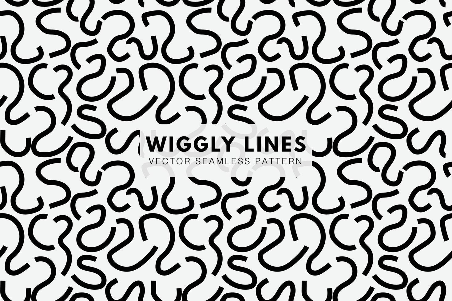 Wiggly Squiggly Black Lines Simple Abstract On A White Background Vector Seamless Repeat