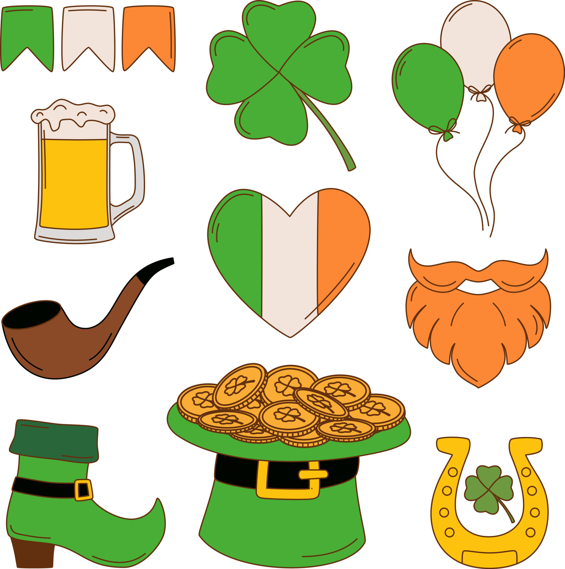 St Patricks Day Vector Illustration Set 21053348 Vector Art At Vecteezy
